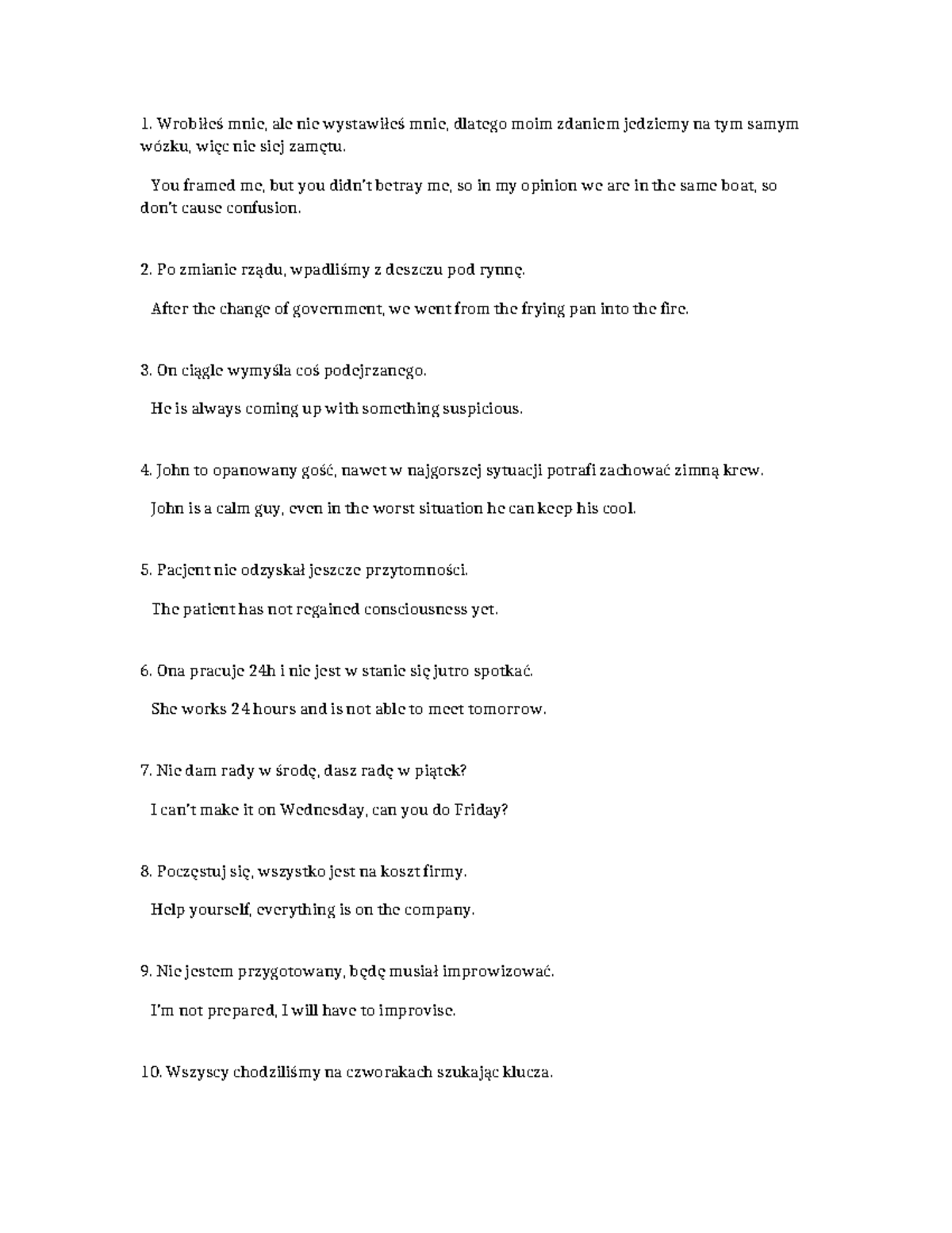 Polish Sentences with Translations: A Study Guide - Studocu