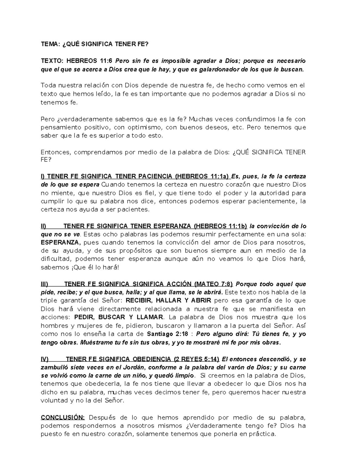 ¿QUE- Significa- Tener-FE - TEMA: ¿QUÉ SIGNIFICA TENER FE? TEXTO ...