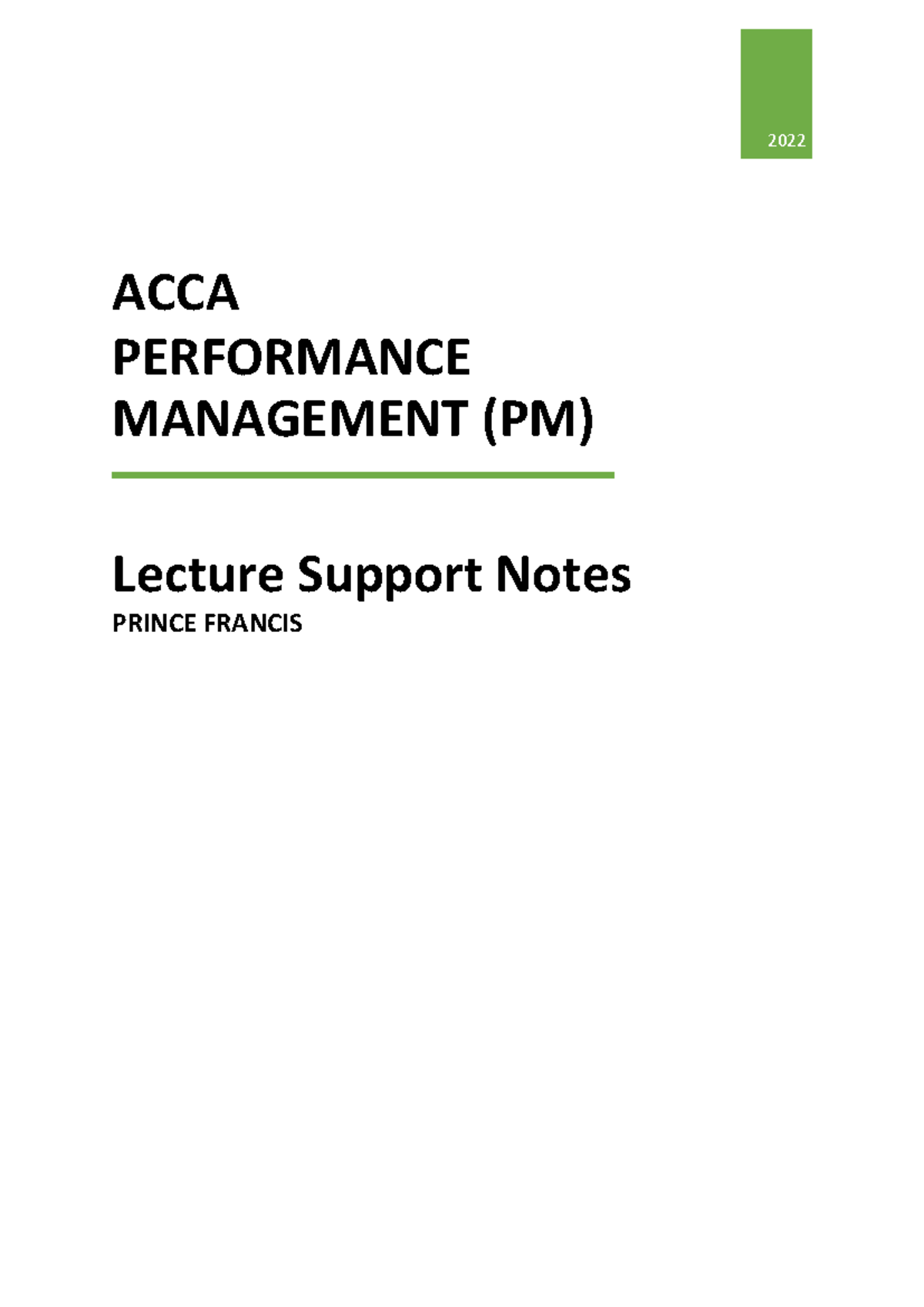 ACCA PM Lecture Notes: Information Systems & Costing Techniques - Studocu