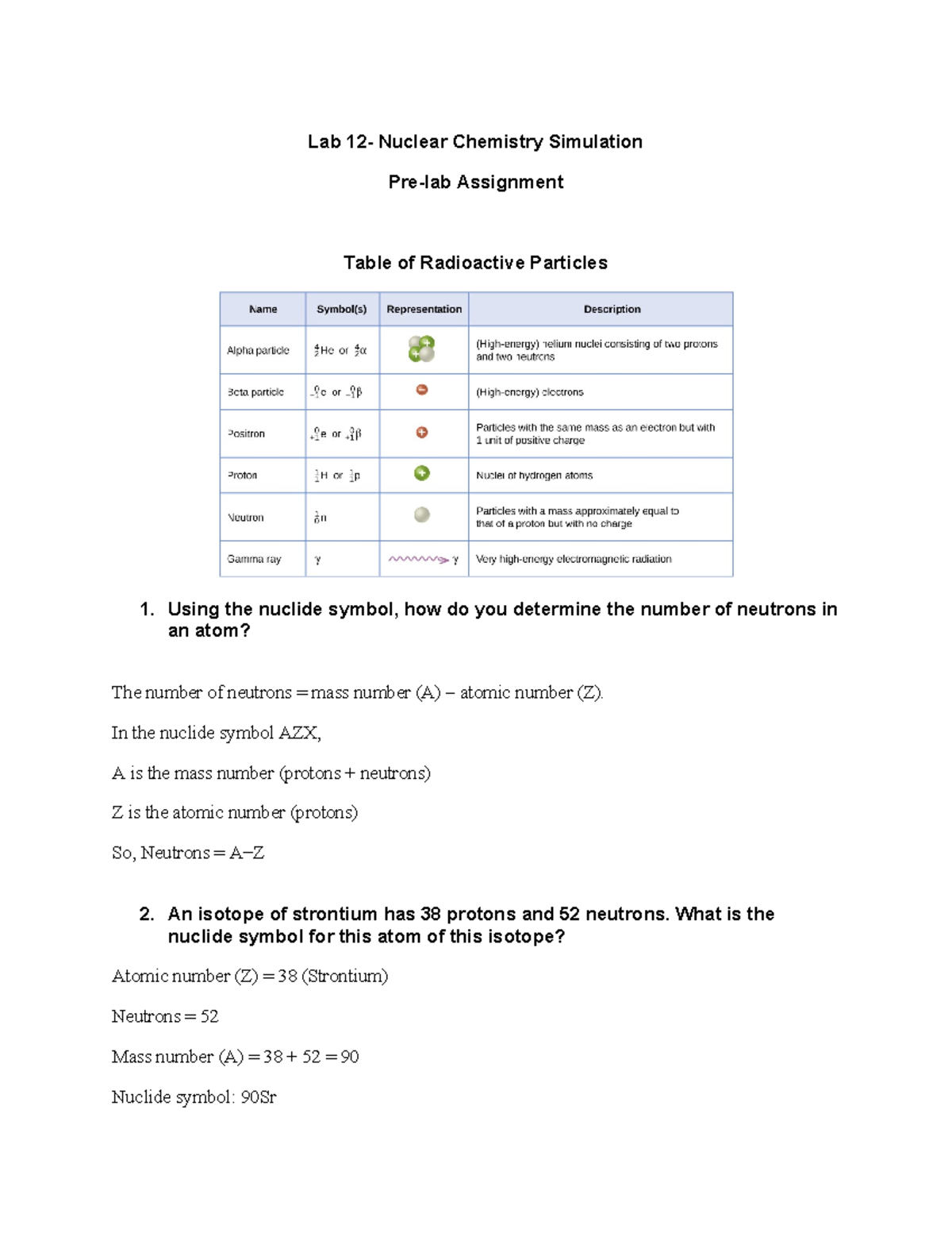 Lab 12: Nuclear Chemistry Simulation Assignment on Radioactive ...