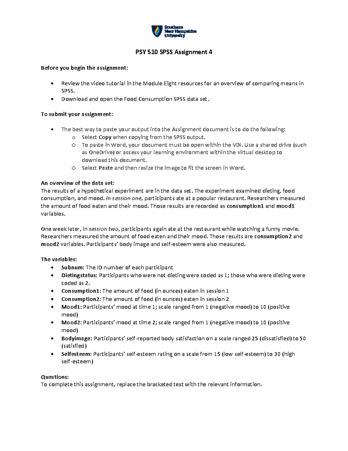 PSY 510 SPSS Assignment (4) Corrected - PSY 510 SPSS Assignment 4 ...