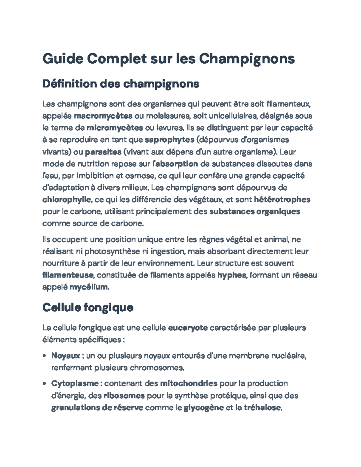 Guide Complet sur les Champignons : Structure, Reproduction et ...