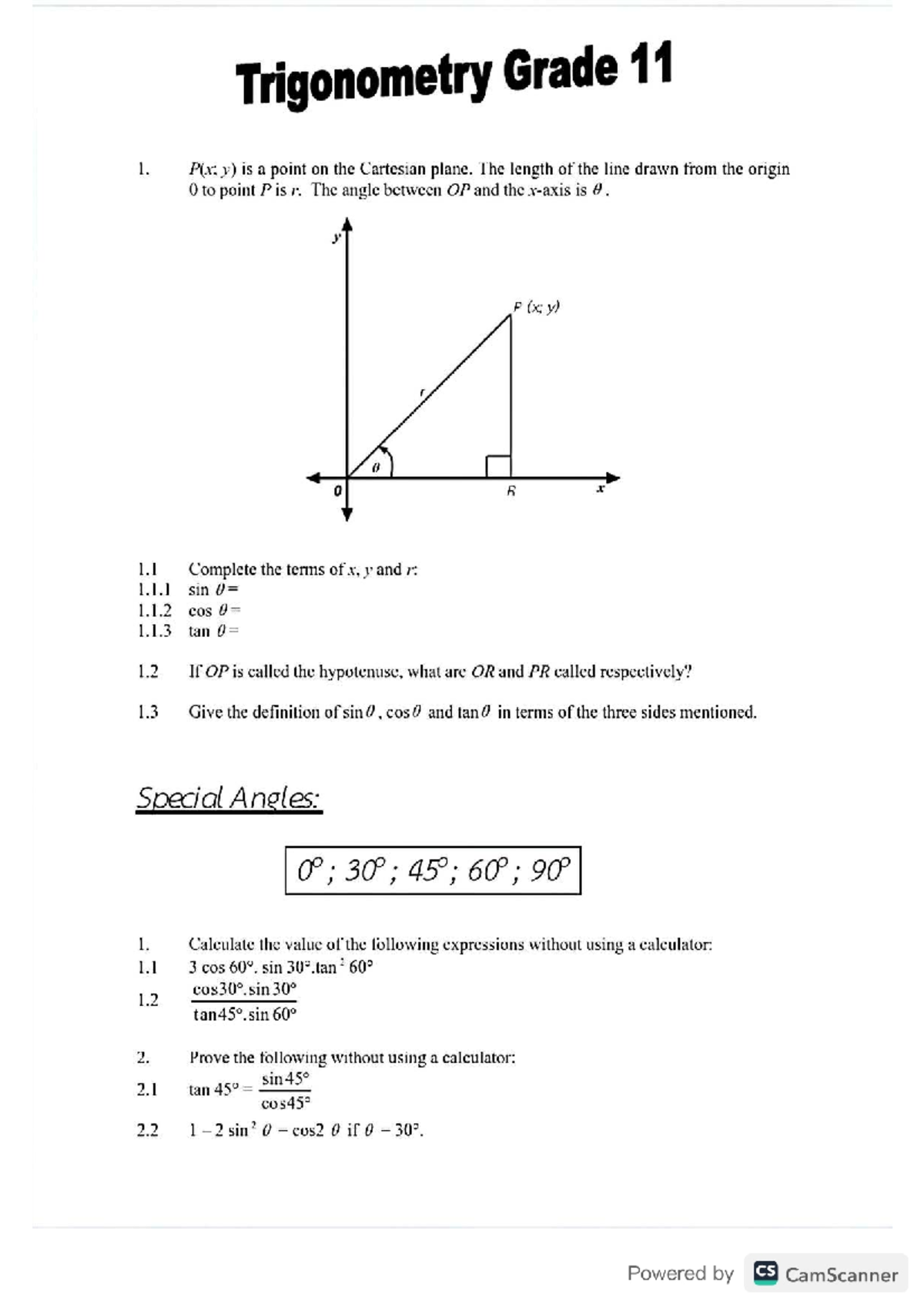 Grade 11 Pure Mathematics Term 1 Notes: Trigonometry Concepts - Studocu