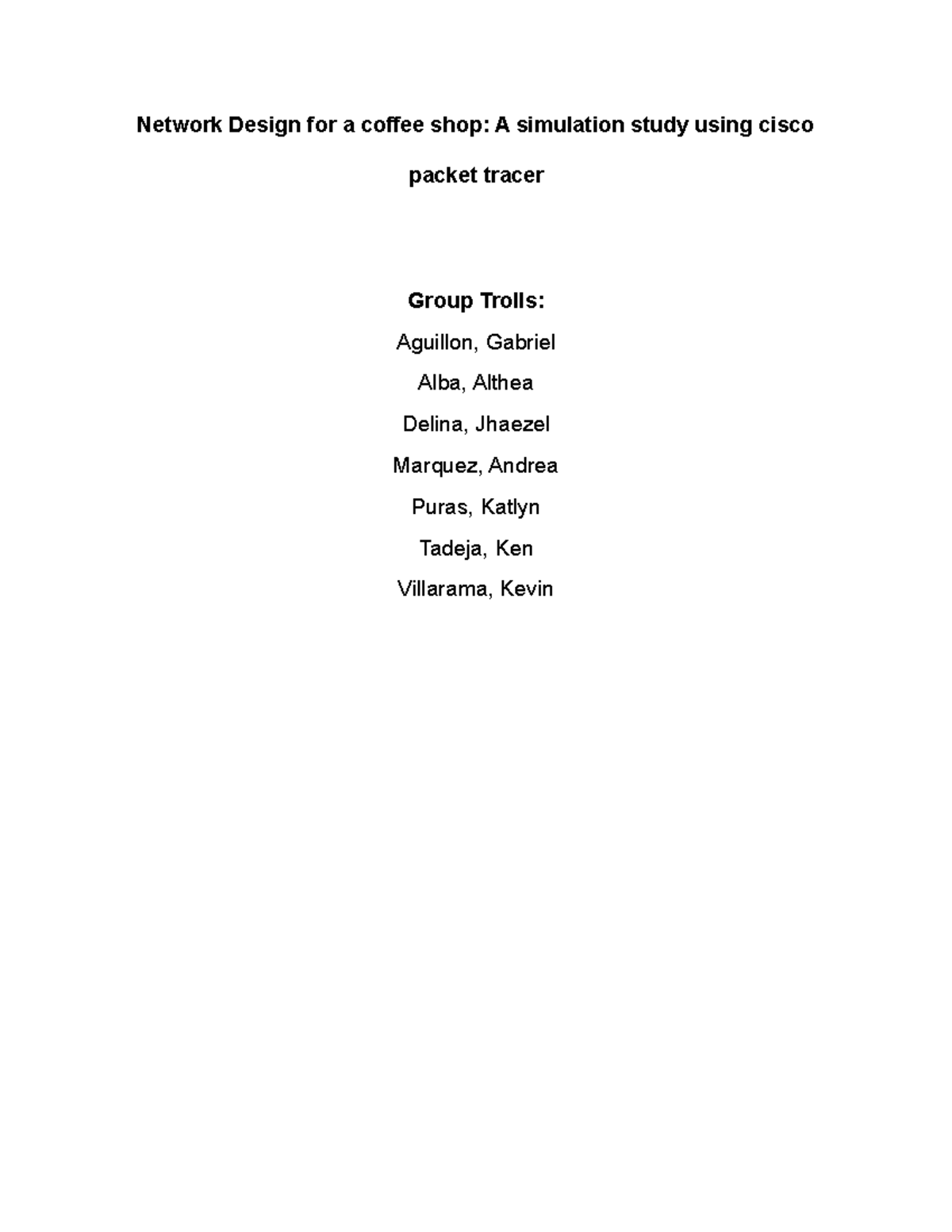 Network Design for a Coffee Shop Using Cisco Packet Tracer: A ...
