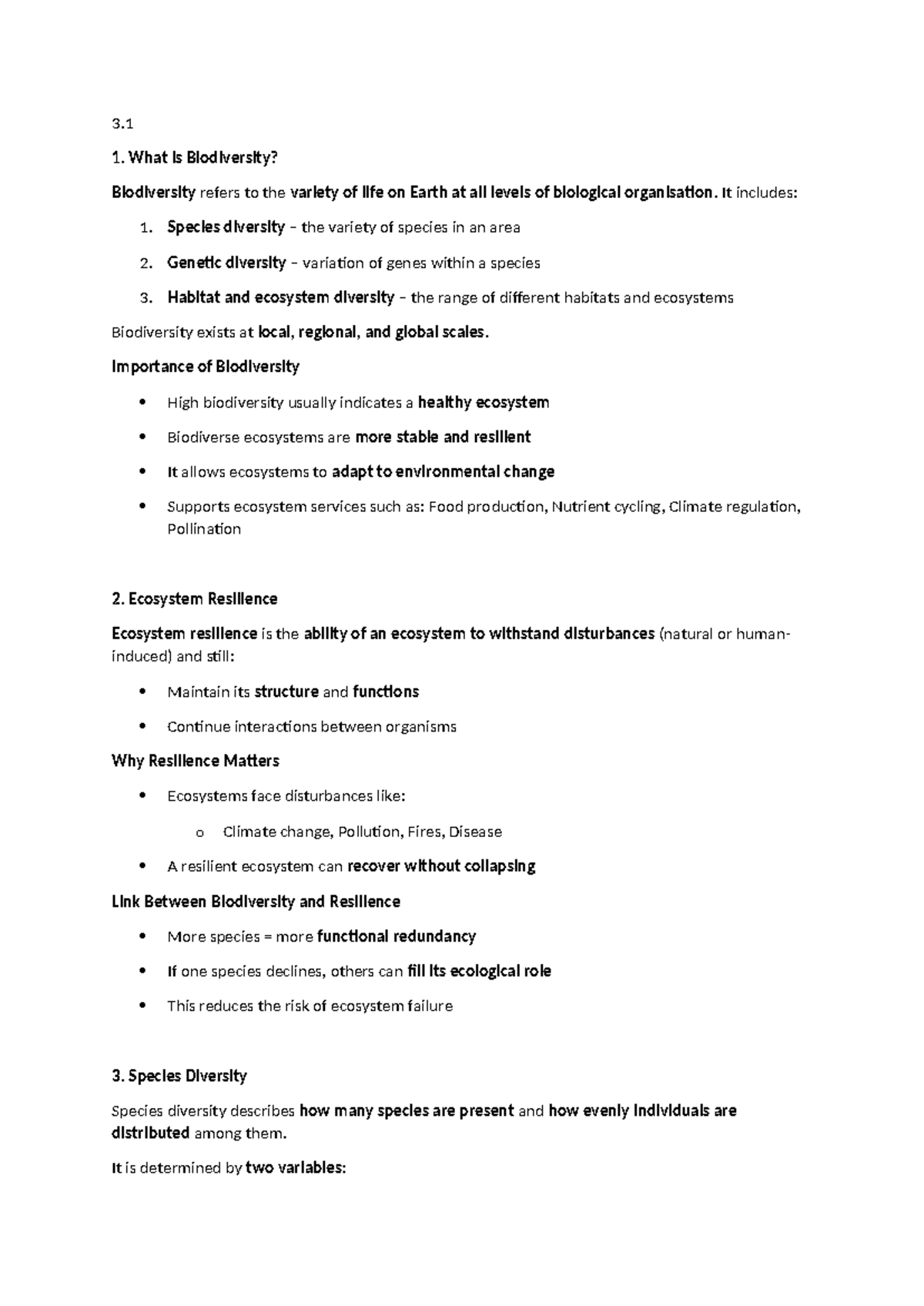 Biodiversity and Ecosystem Resilience: Key Concepts and Impacts (BIO ...
