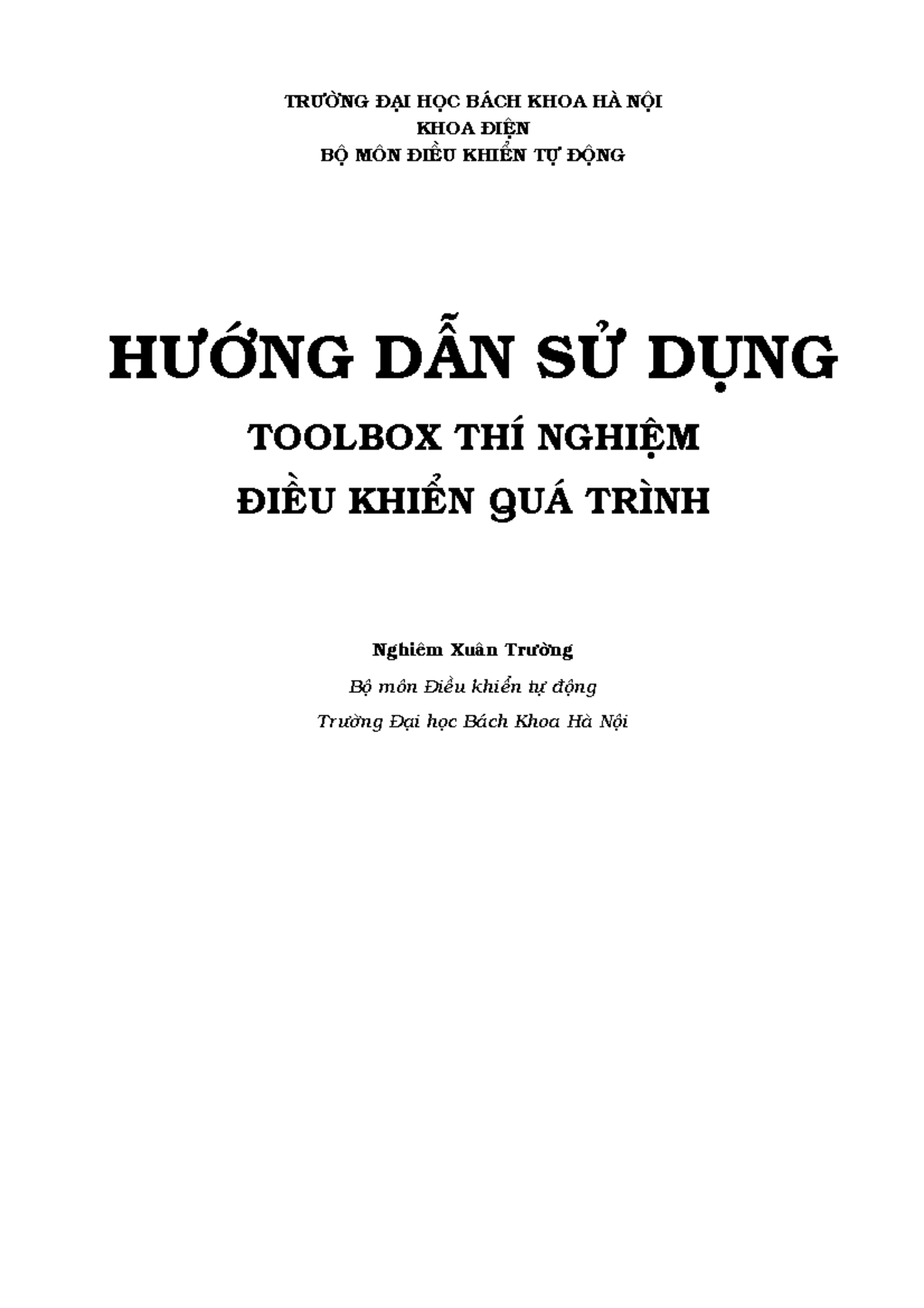 Hướng Dẫn Sử Dụng Toolbox Thí Nghiệm Điều Khiển Quá Trình - Môn Điều ...