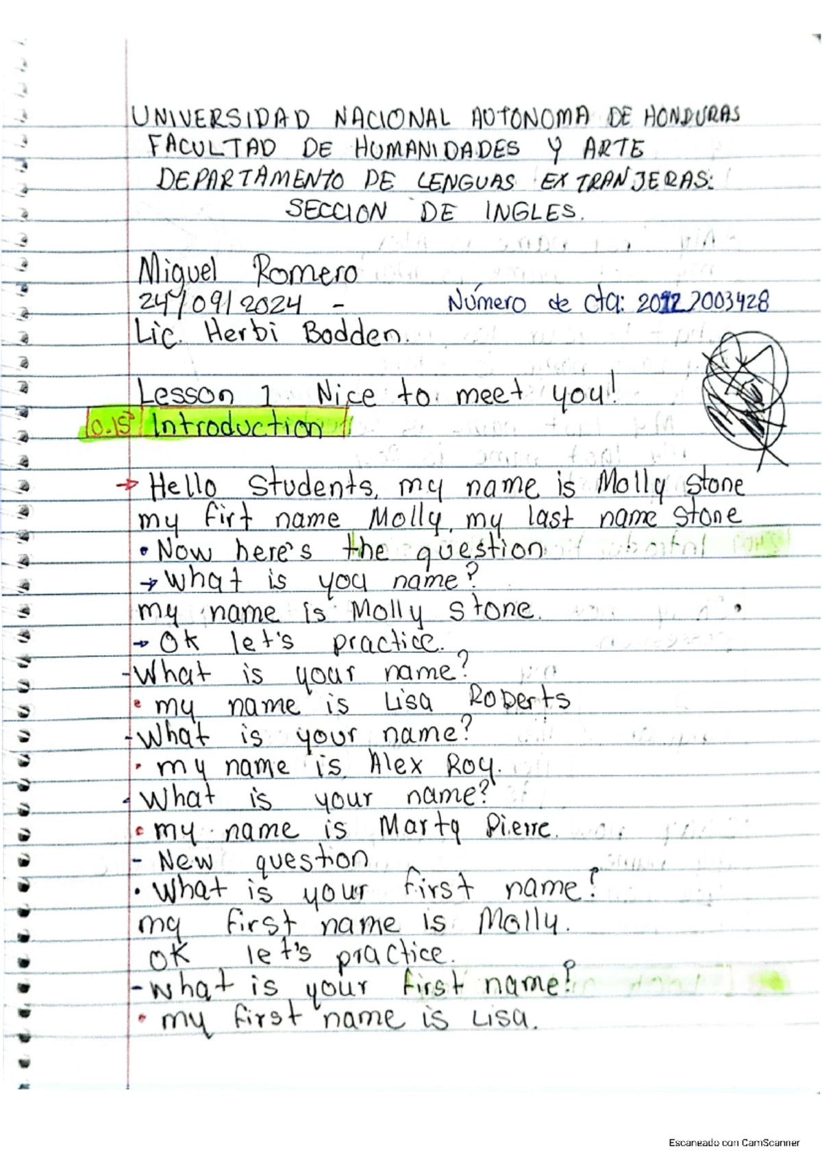 Lesson 1 Nice to meet you - UNIVERSIDAD NACIONAL AUTONOMA DE HONDURAS ...