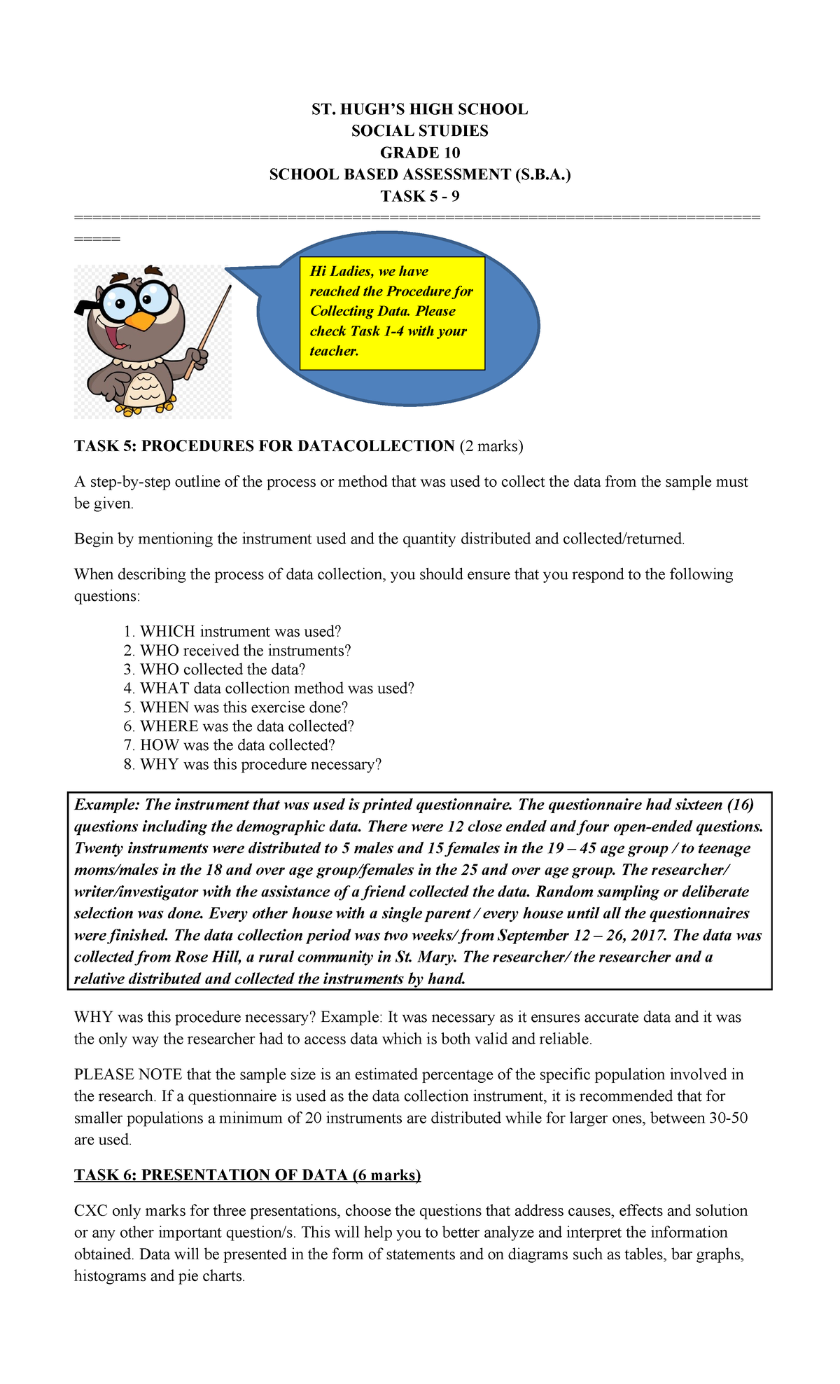 Social Studies Grade 10 SBA: Guidelines for Tasks 5-9 - Studocu