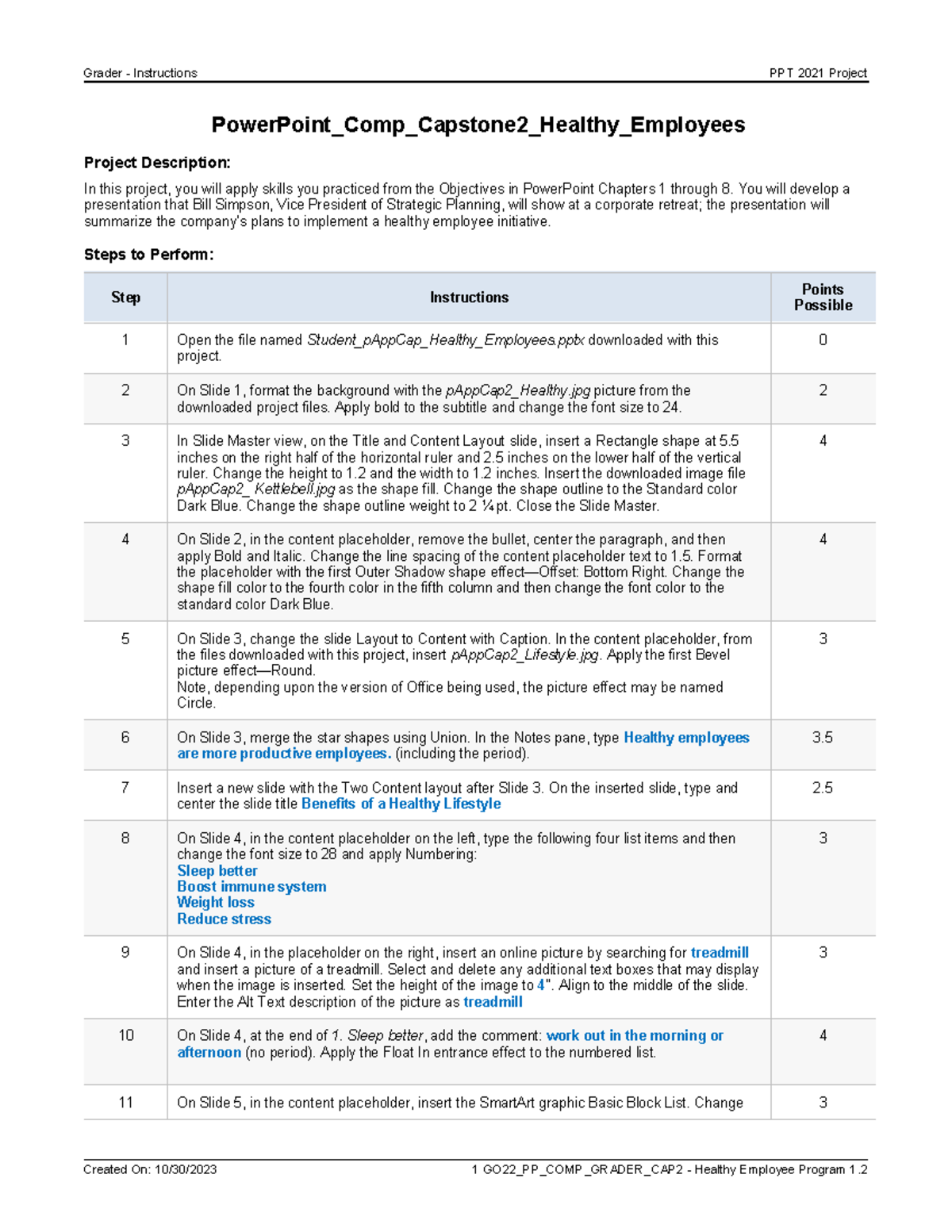PowerPoint COMP Capstone 2 - Healthy Employees Project Instructions ...