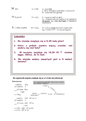 Tlenki zadania chemia - Karta pracy ZADANIE 1. Podaj wzory sumaryczne ...