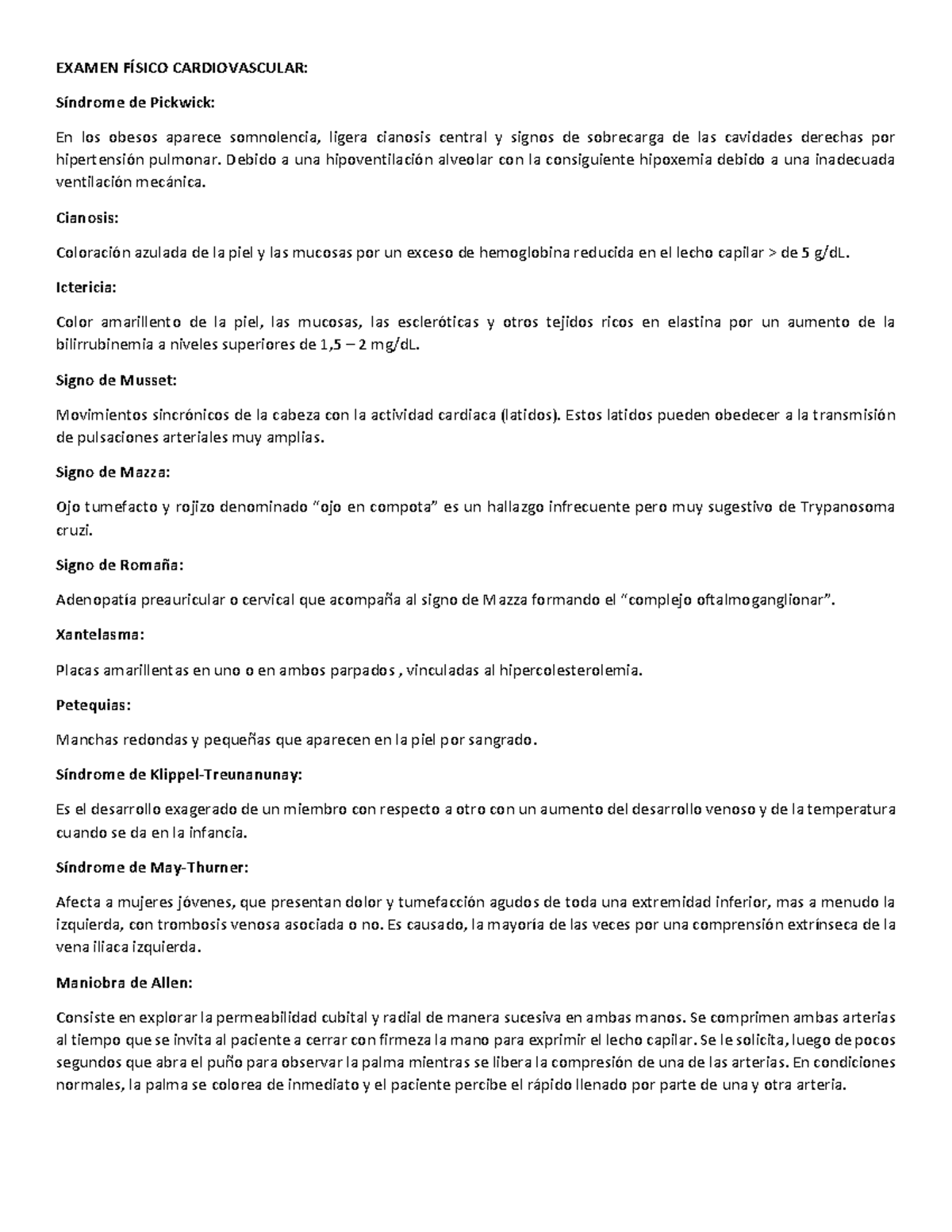 Examen Físico Cardiovascular: Síndromes y Signos Clínicos Importantes ...
