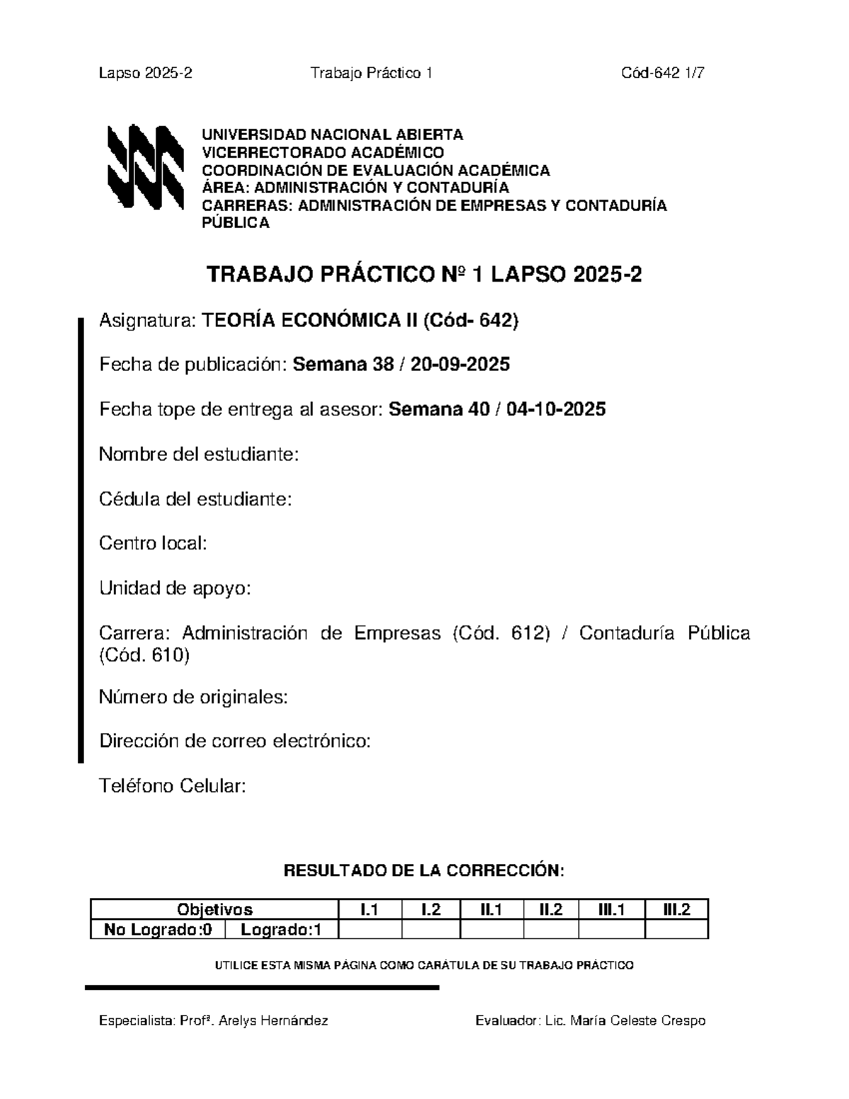 Trabajo Práctico Nº 1 - Teoría Económica II (Cód. 642) - Lapso 2025-2 - Studocu