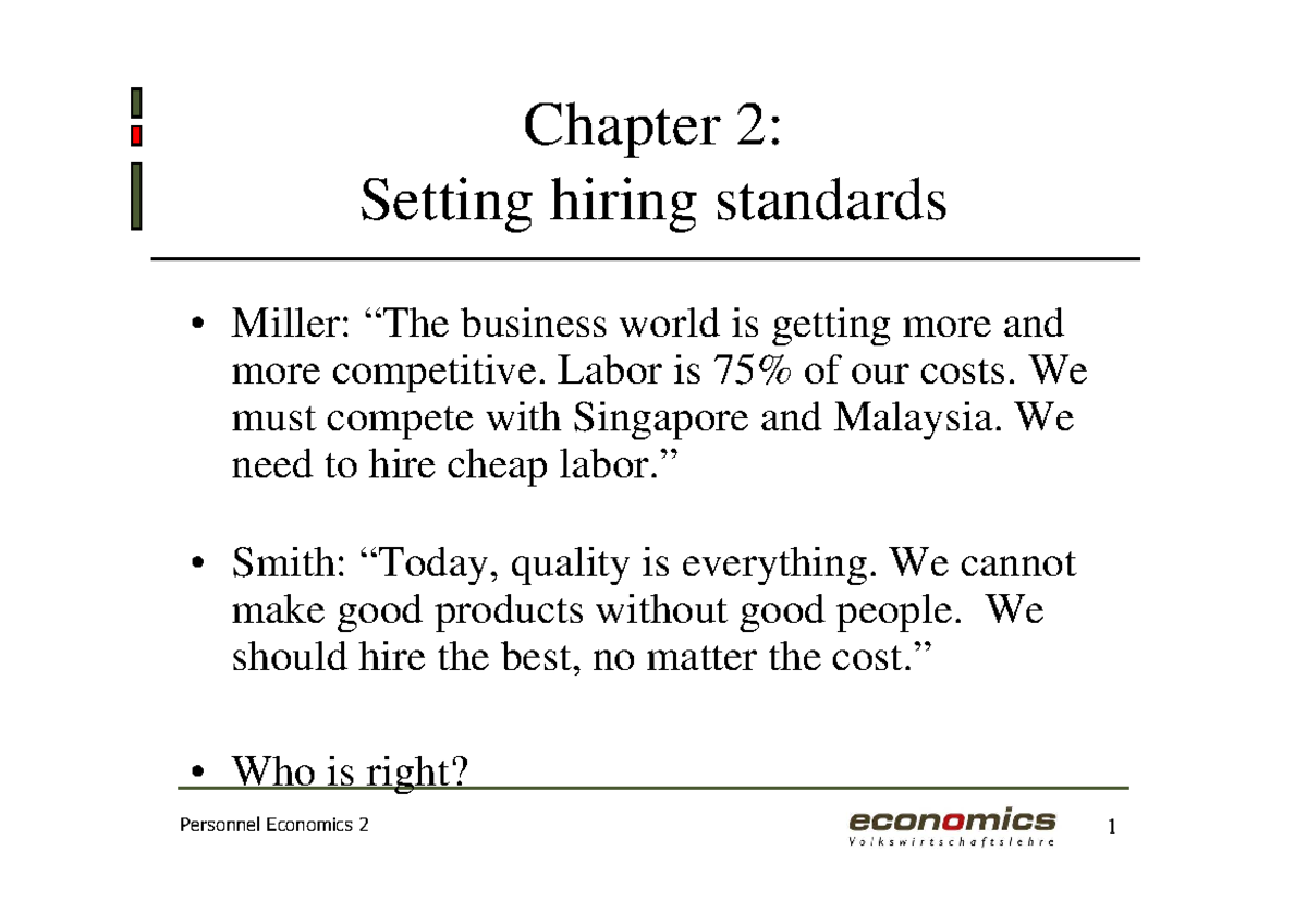 Chapter 1 setting hiring standards - ref 2 - Chapter 2: Setting hiring ...