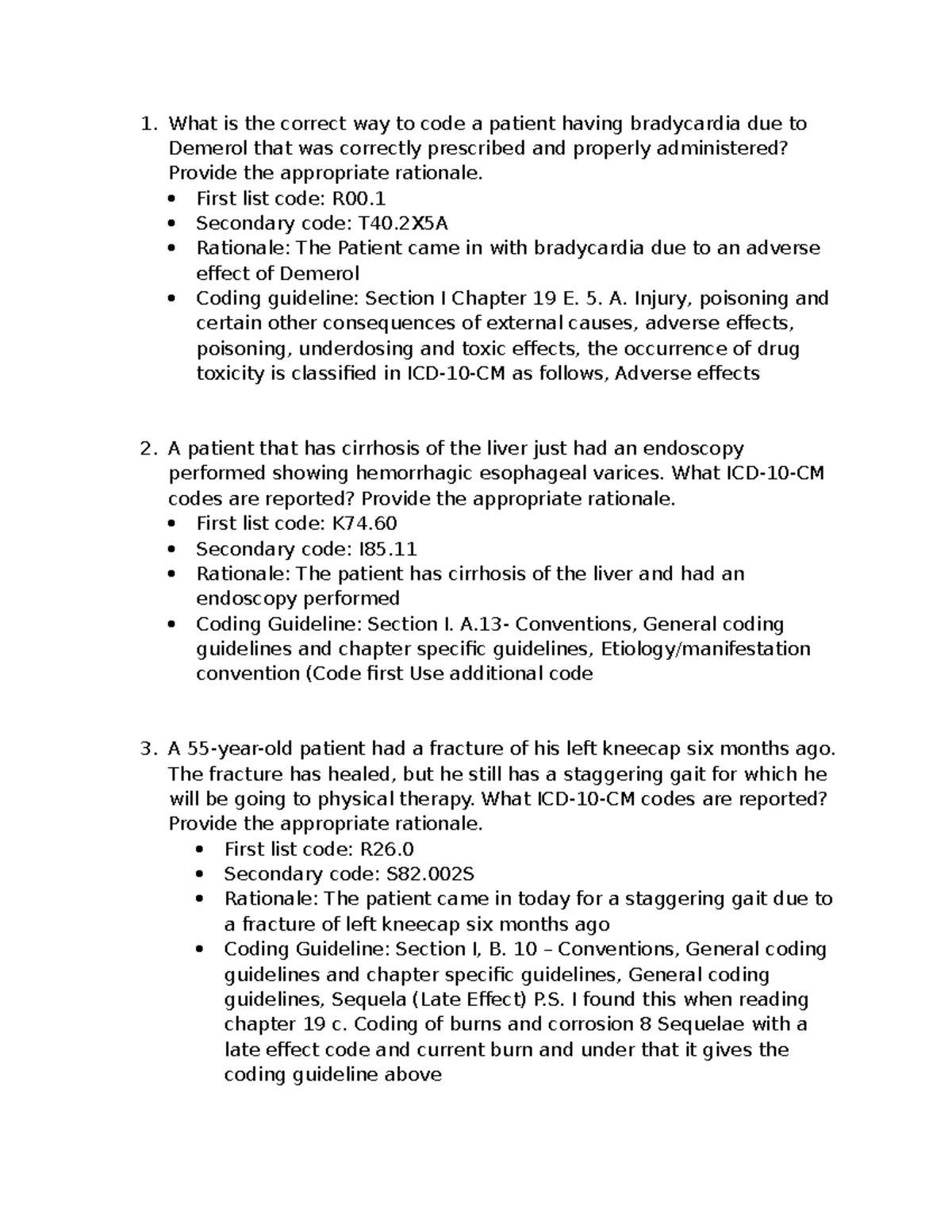 MCCG137 Final Exam ICD-10-CM Extra Coding Practice Worksheet - Studocu
