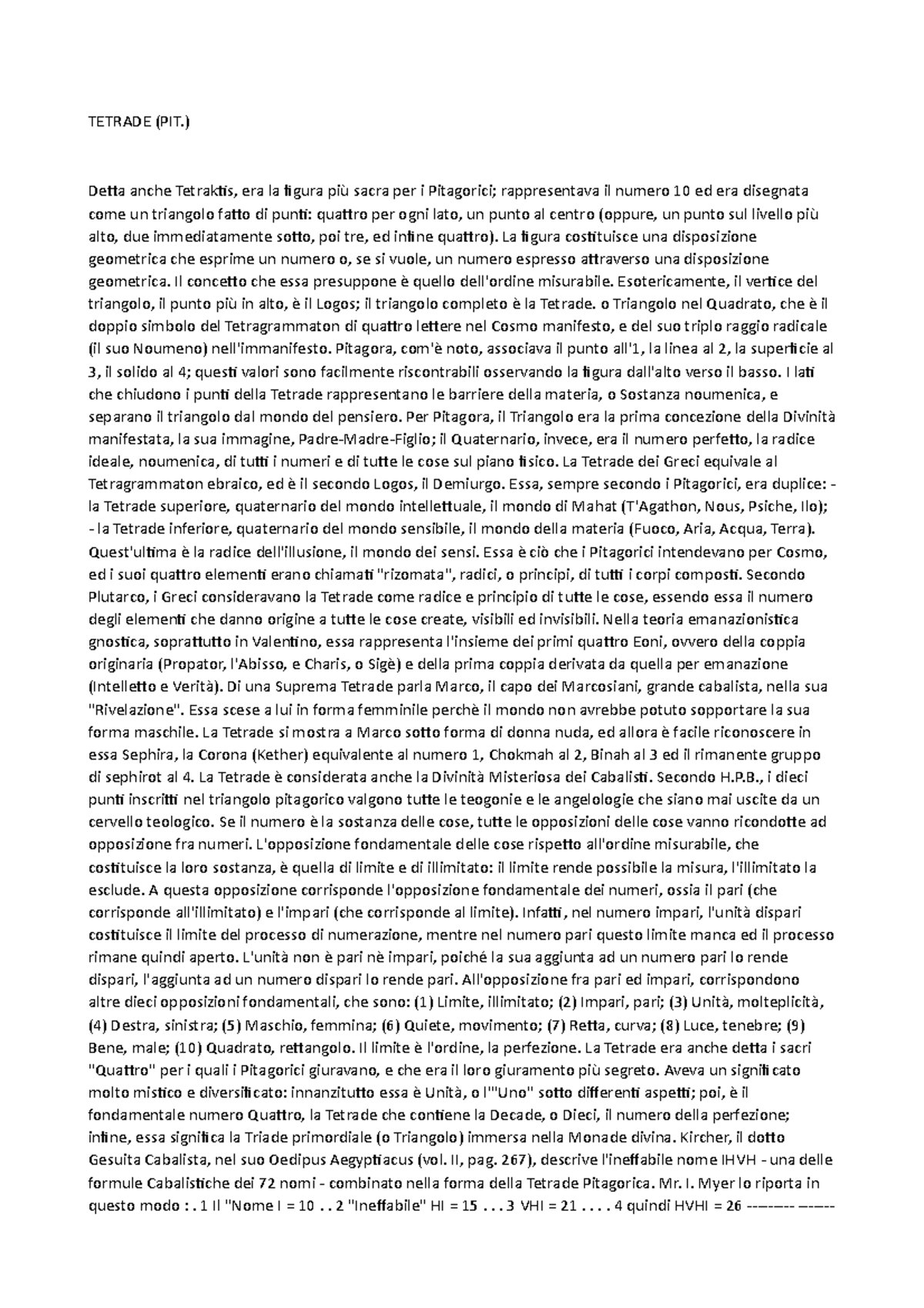 Analisi della Tetrade Pitagorica: Concetti e Simbolismi nel Pensiero ...