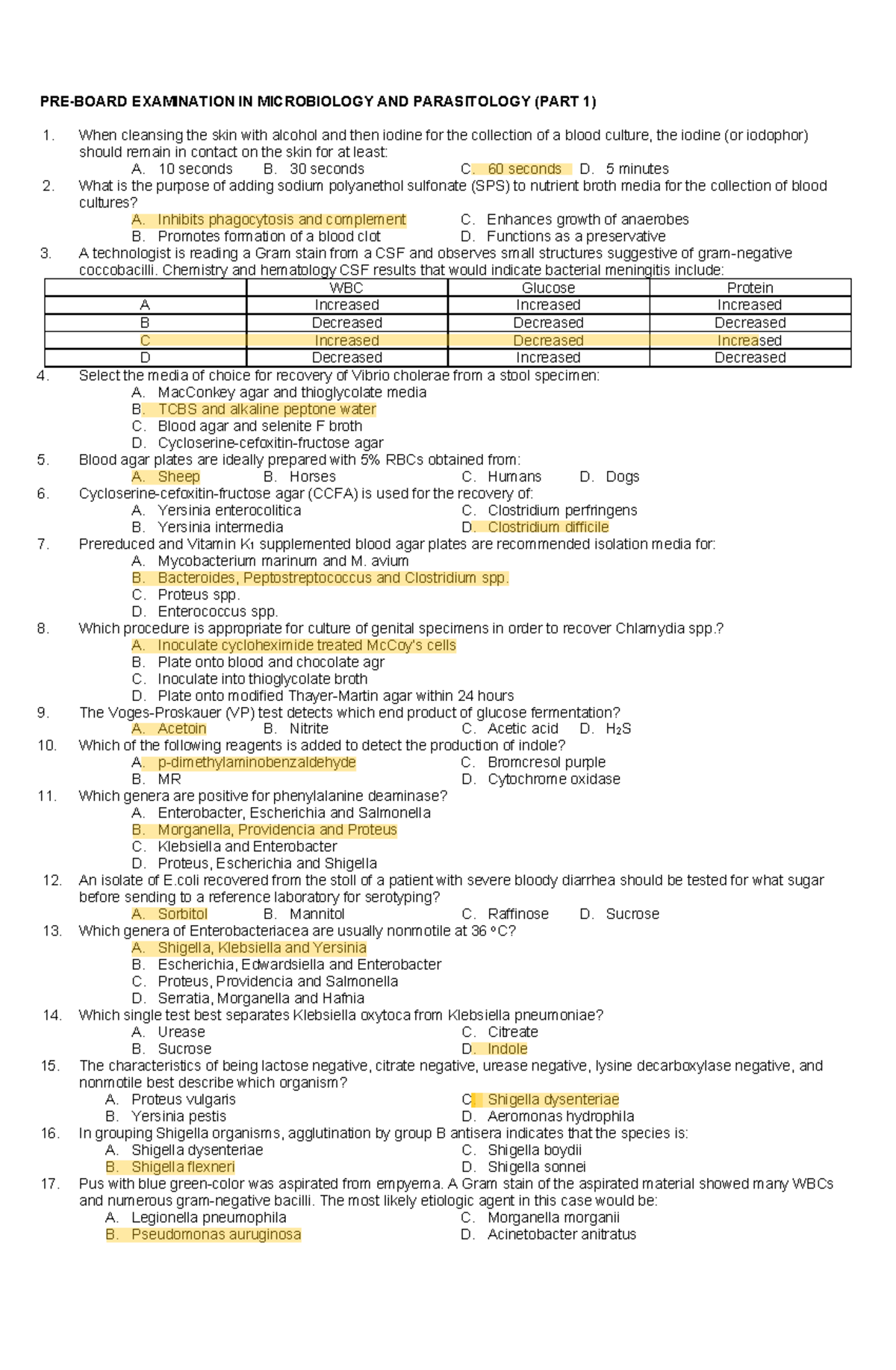EXAMINATION IN MICROBIOLOGY AND PARASITOLOGY (PART 1 & 2) REVIEWER ...