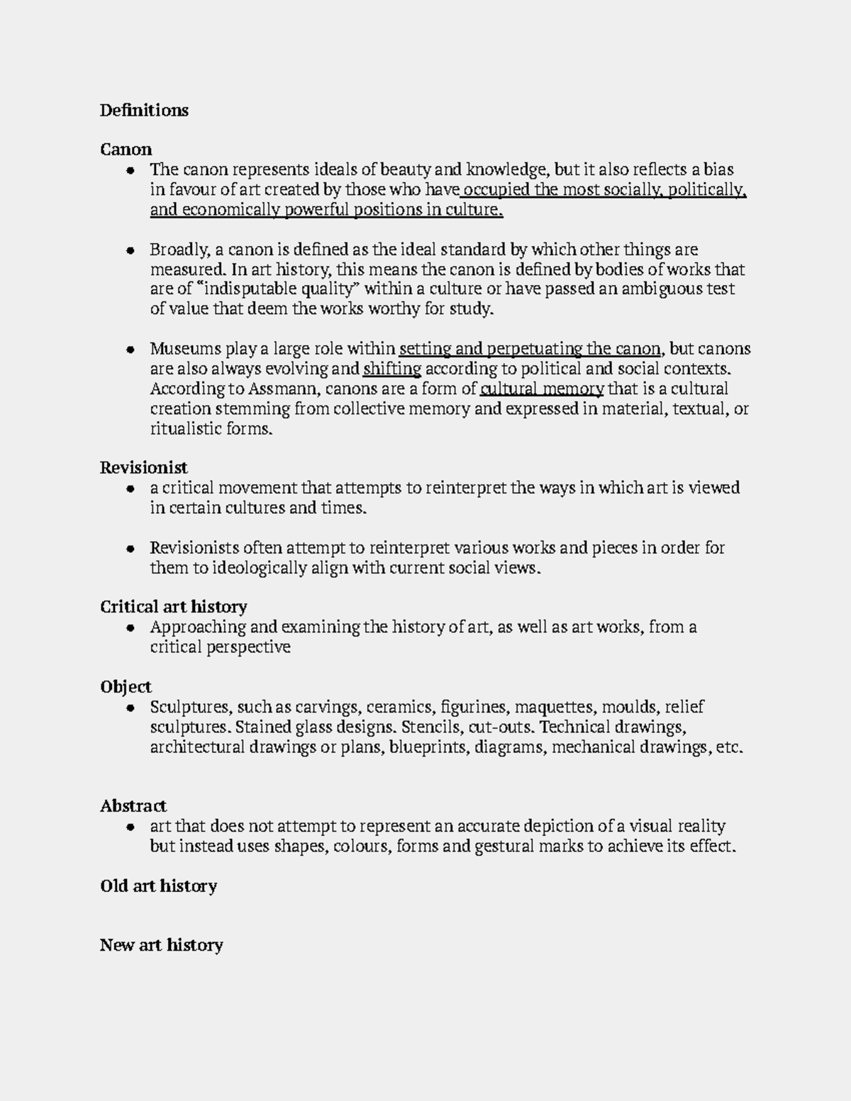 Art History Exam Study Notes - Canon, Revisionism, and More - Studocu