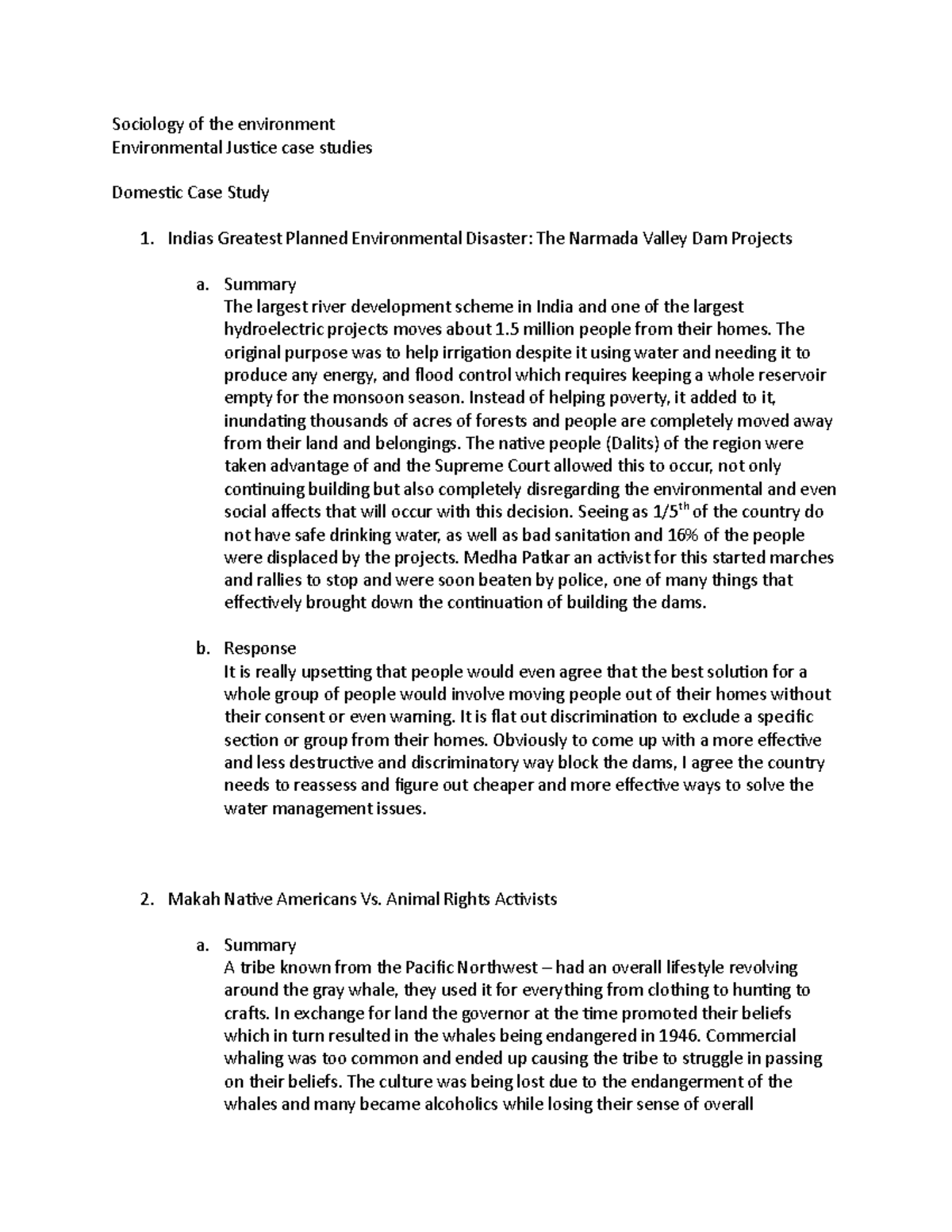 Environmental Justice in Sociology: Case Studies Analysis - Studocu
