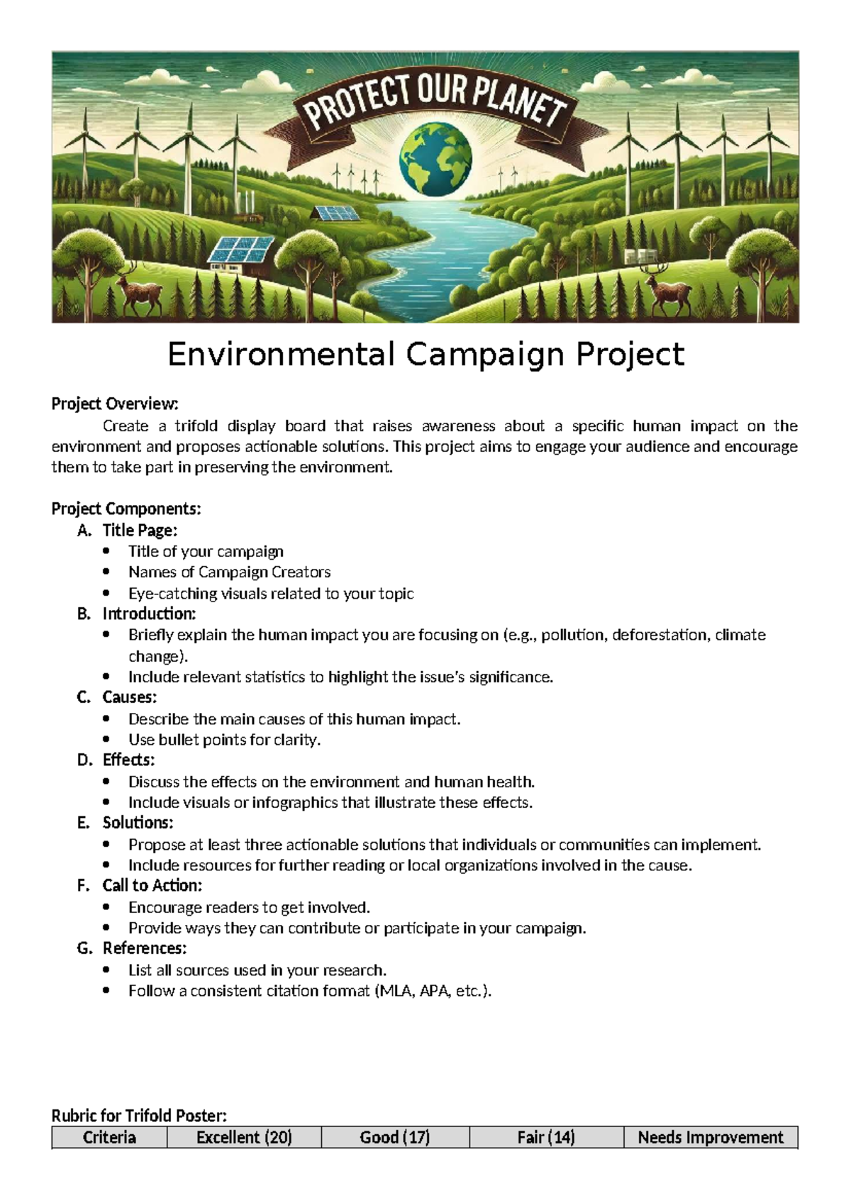 Environmental Campaign Project (Human Impact) Overview & Guidelines ...