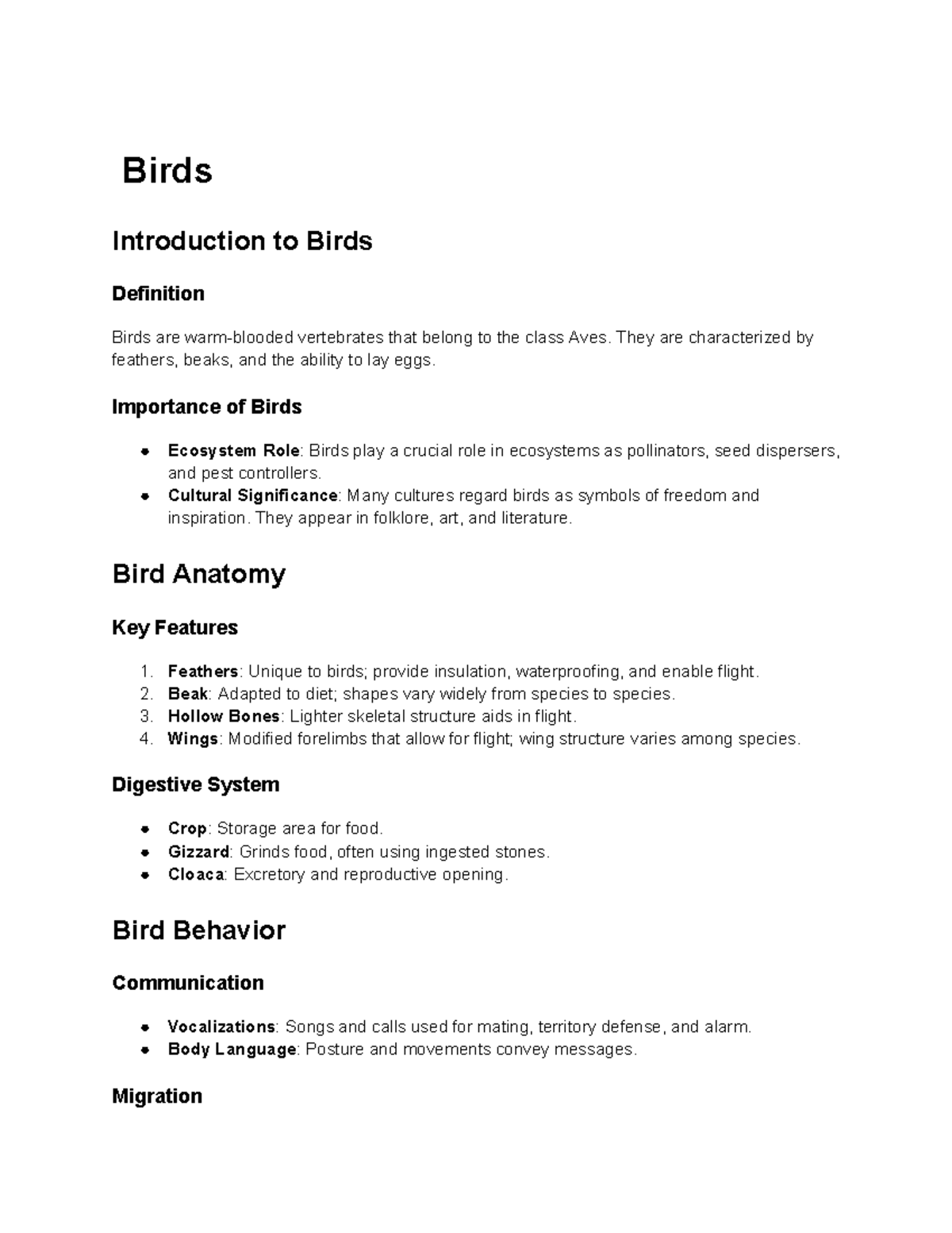 Introduction to birds: Definition, anatomy, behavior, and conservation ...