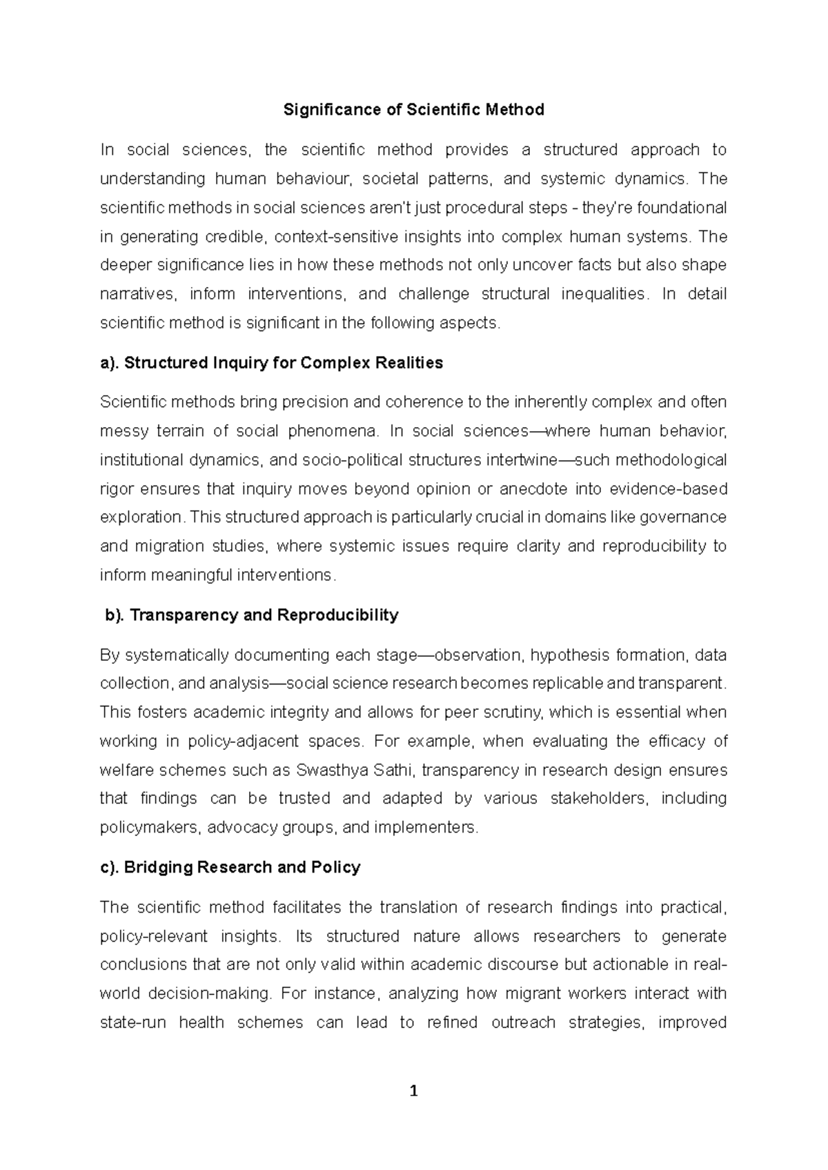 Significance of Scientific Method in Social Sciences: Insights ...