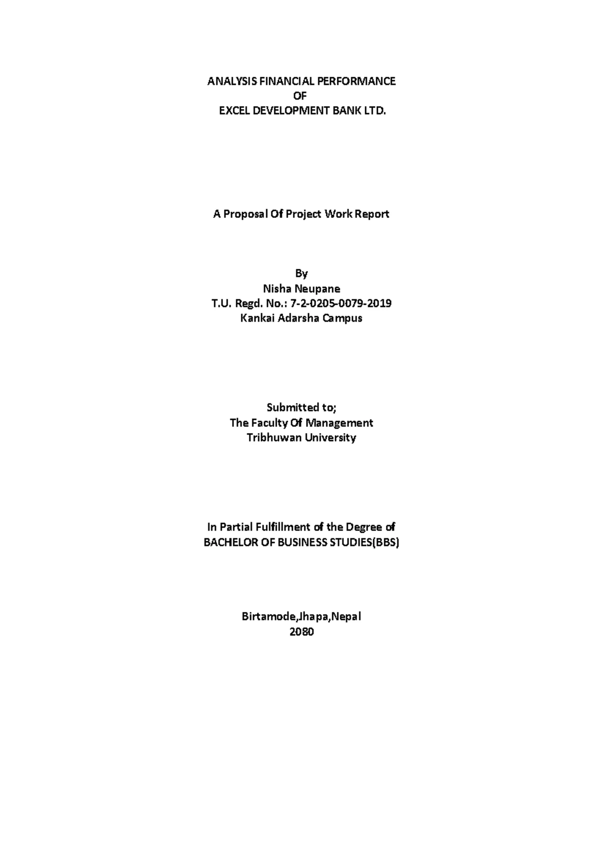 Analysis of Financial Performance of Everest Bank (BBS Project Report ...