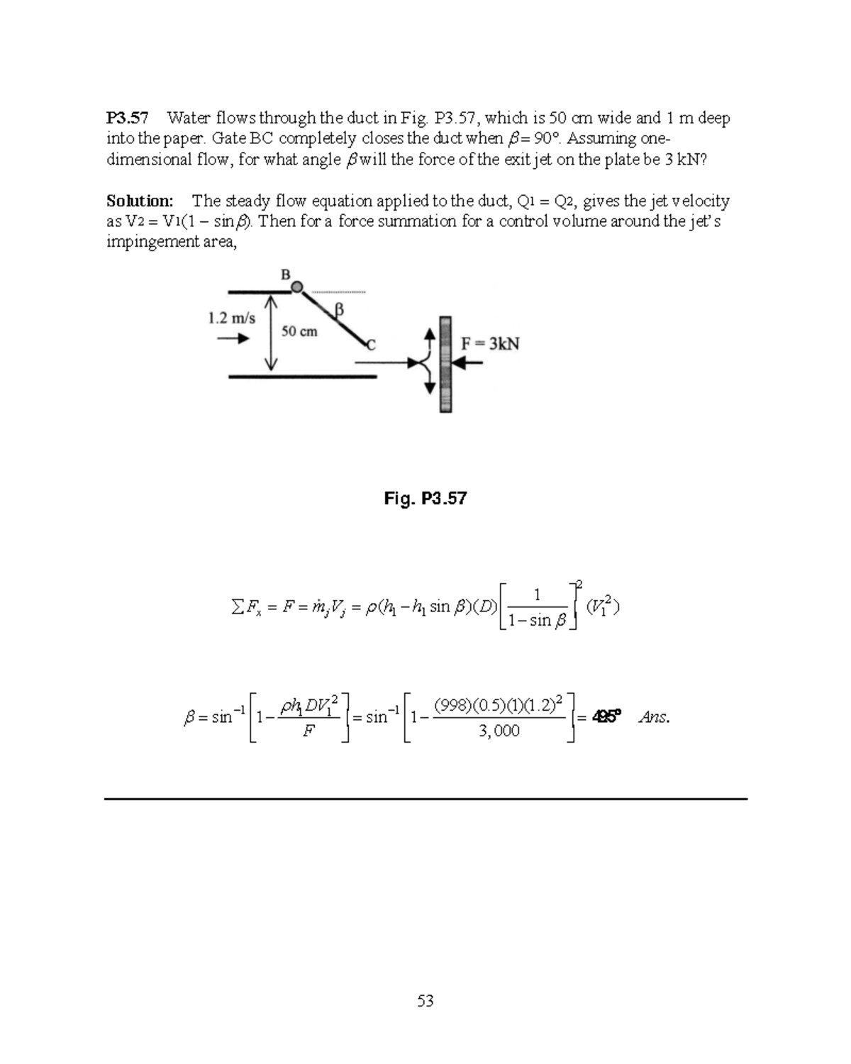 P3.57 Water Flow Analysis and Jet Force Calculation Solutions - Studocu
