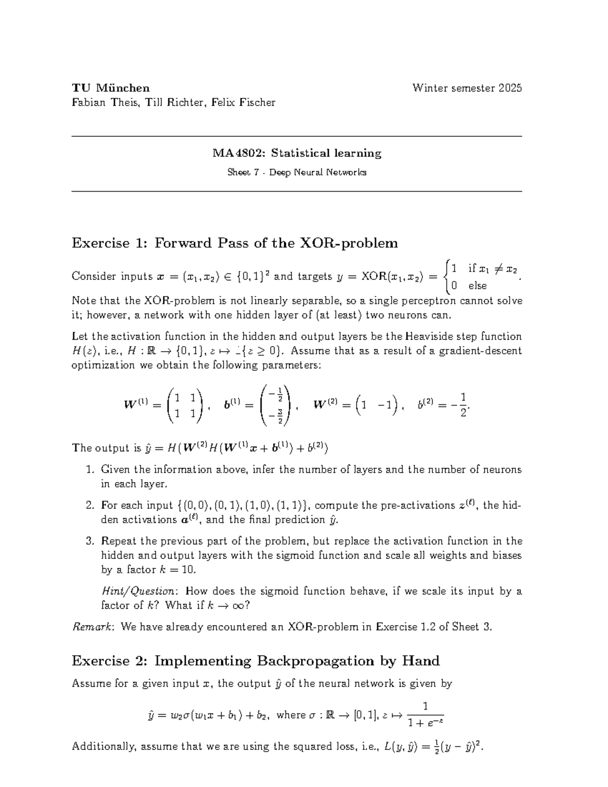 MA4802: Statistical Learning - Exercise 7 on Deep Neural Networks - Studocu