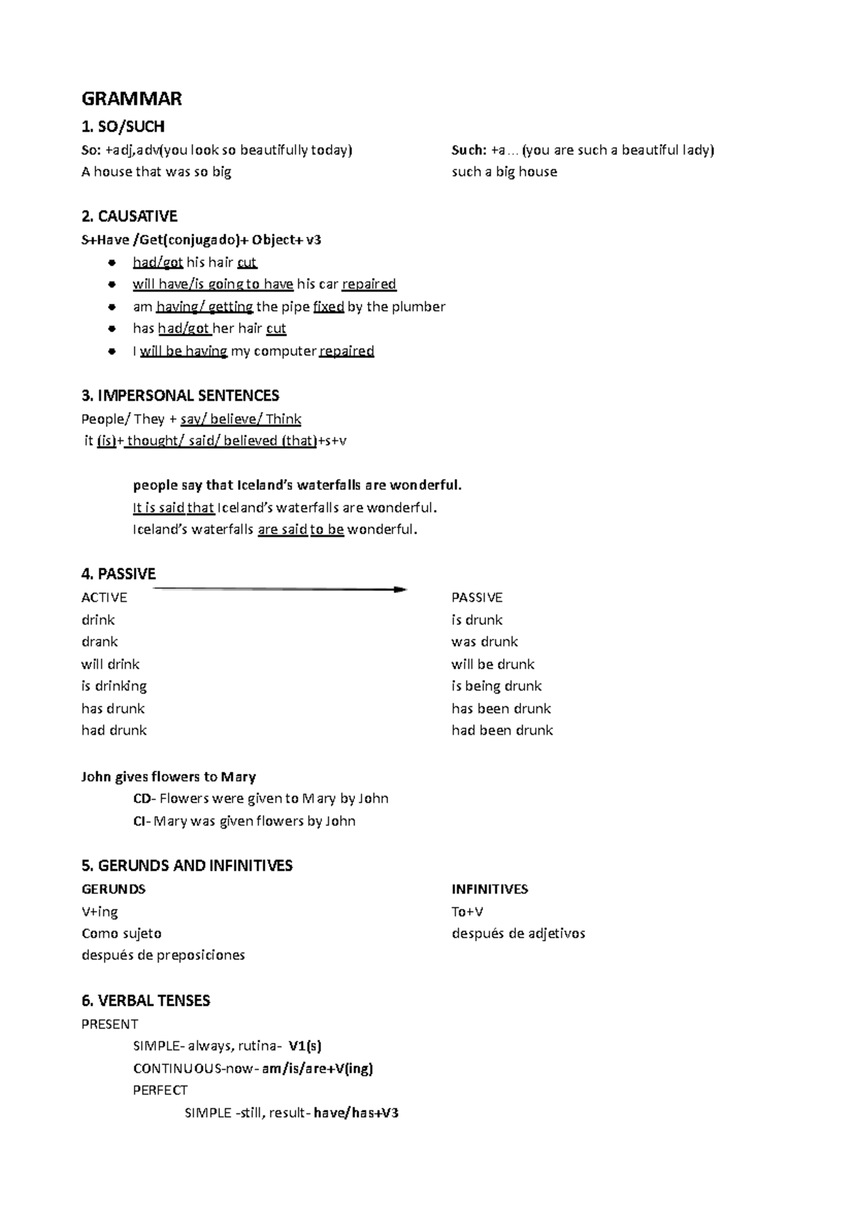 Ingles tema 5 - Apuntes (un 12 en sele) - GRAMMAR 1. SO/SUCH So: +adj ...