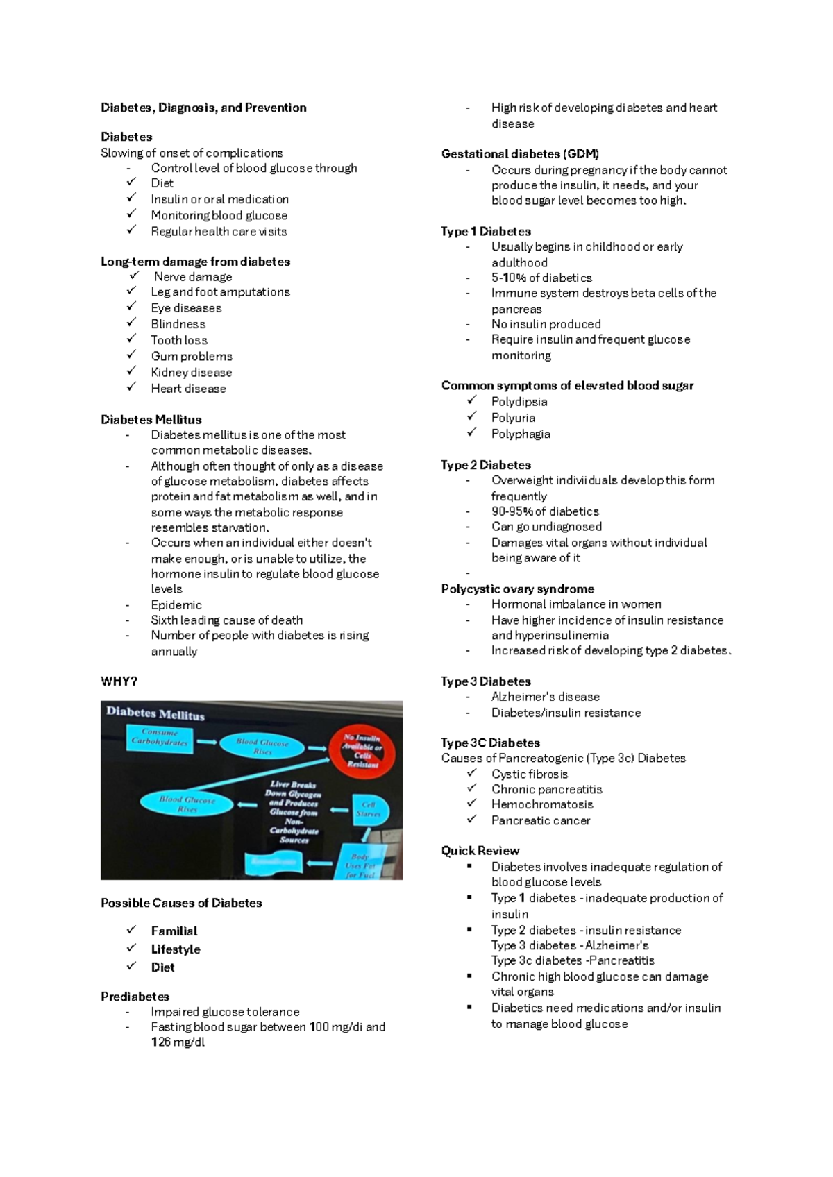 Diabetes Overview: Diagnosis, Types, and Management Strategies - Studocu