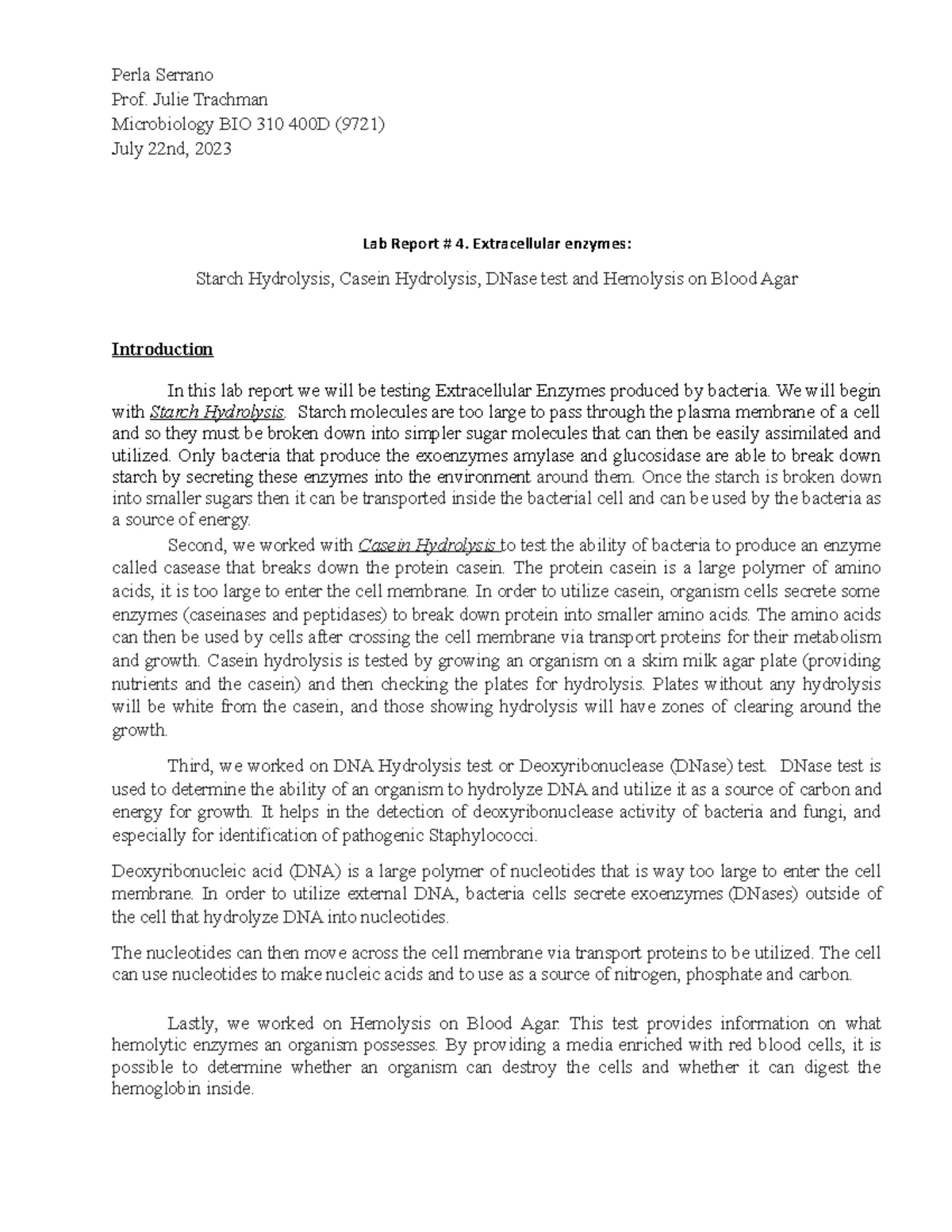 BIO 310 Lab Report Guidelines: Format & Structure Essentials - Studocu
