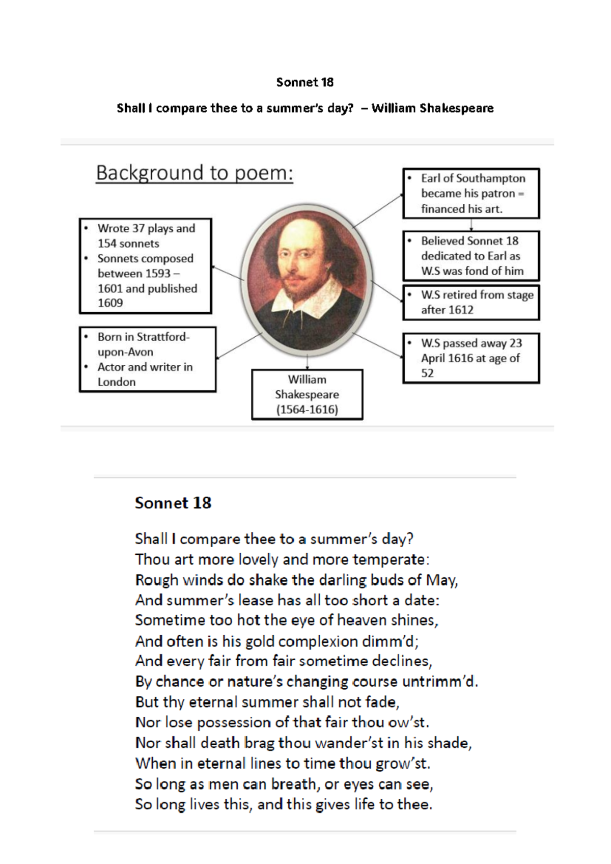 Sonnet 18 Analysis: Joyous Mood & Intimacy in Shakespeare's Work - Studocu