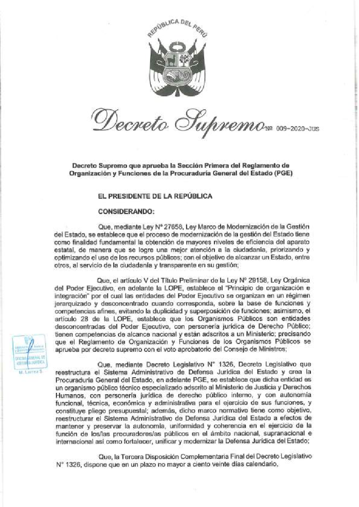 ROF final - ROF - REPUBLICA DEL PERU Decreto Supremo Decreto Supremo ...