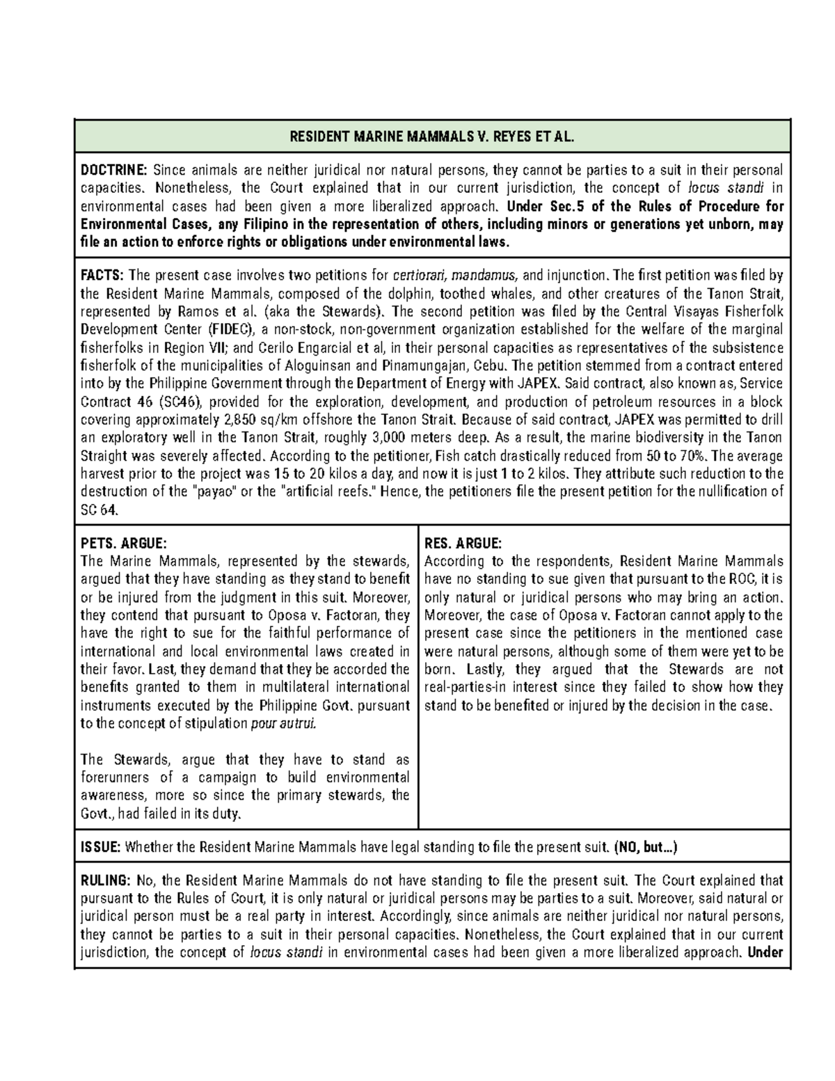 Resident Marine Mammals v. Reyes: Legal Standing in Environmental Cases ...