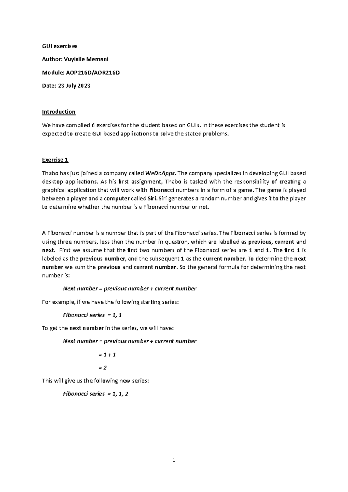 GUI Exercises for Coding Practice: GUI App Development Tasks - Studocu