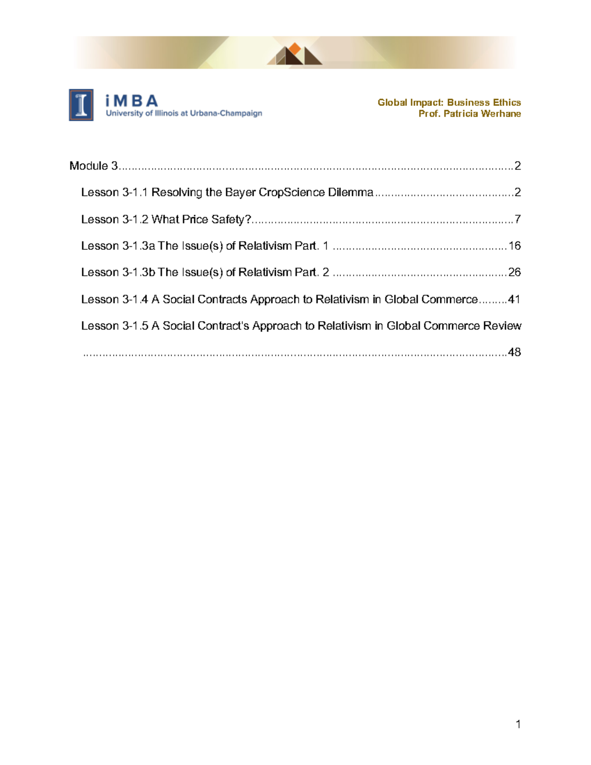 Module 3 Transcripts MOOC2 - Prof. Patricia Werhane Module Lesson 3-1 Resolving the Bayer - Studocu
