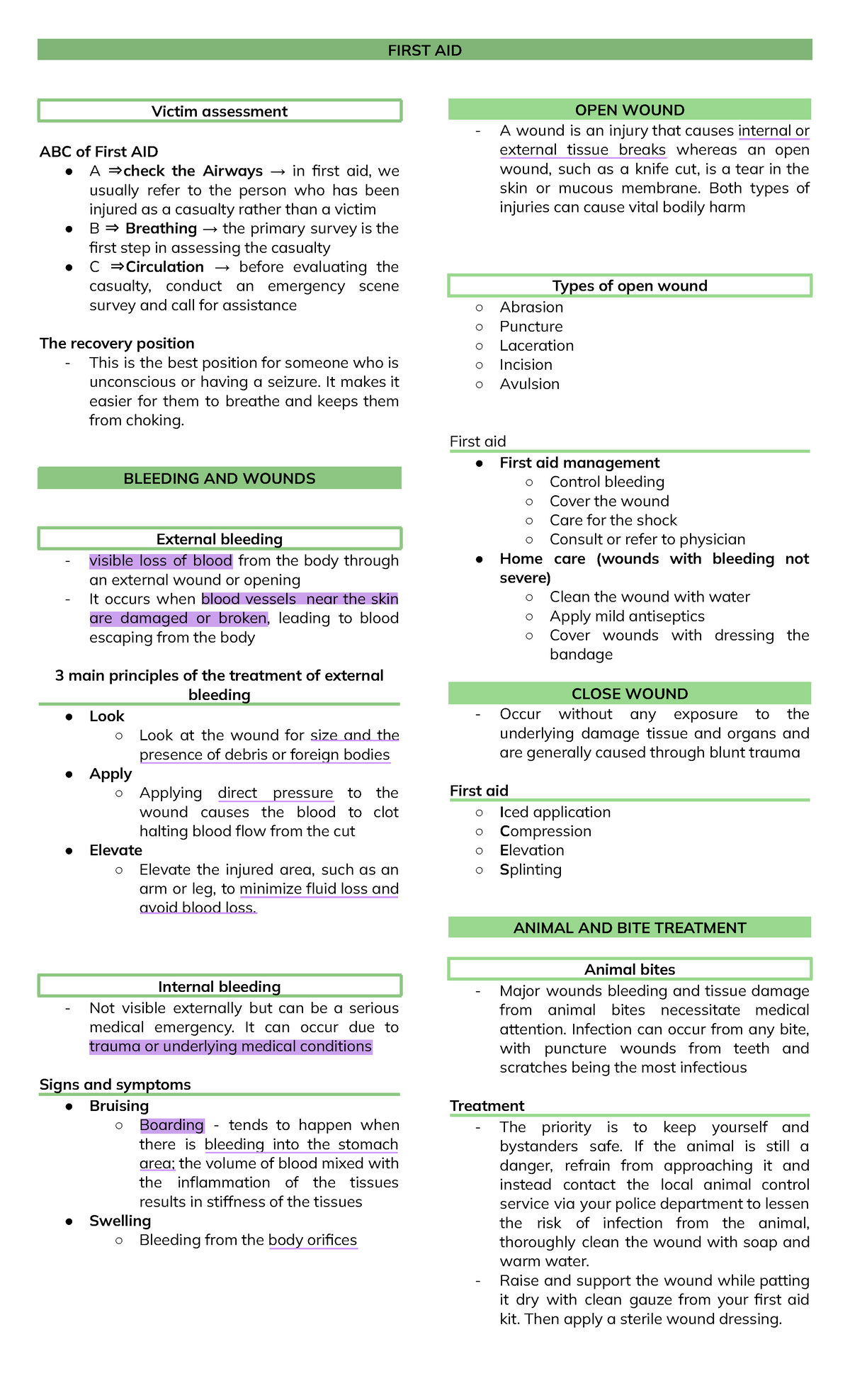 First Aid (FA101) - Victim Assessment and Wound Management Guide - Studocu