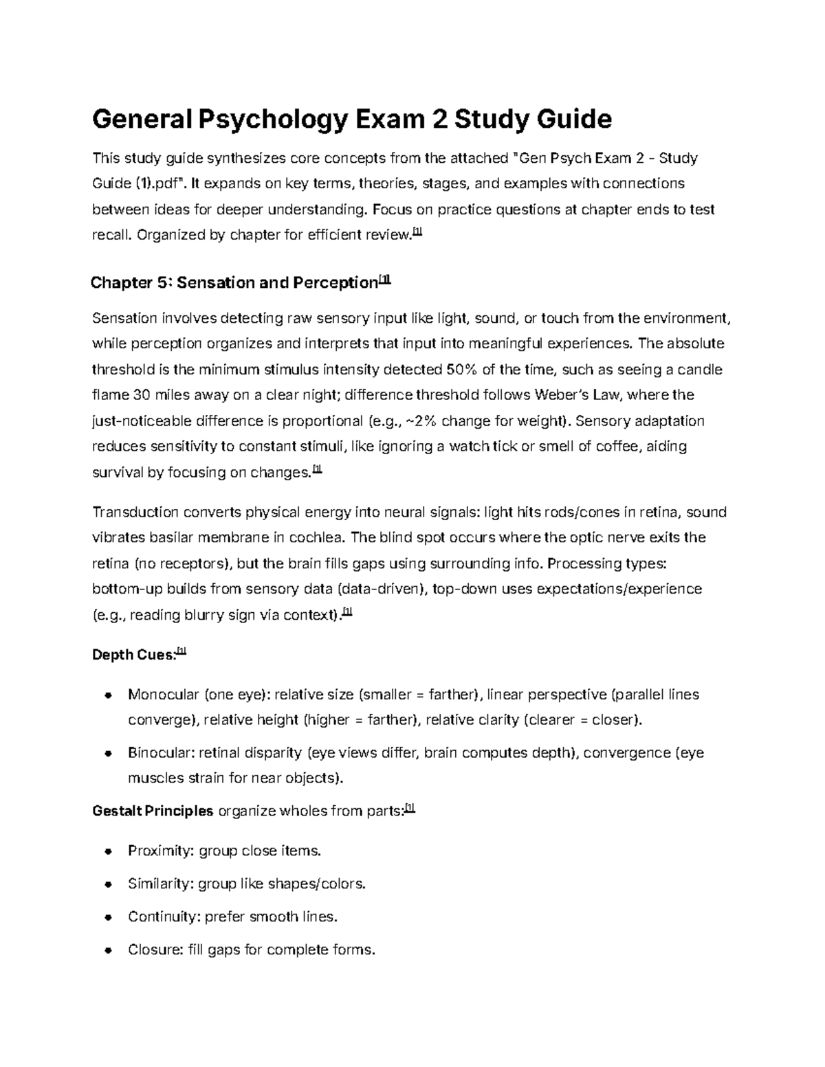 Psych 101: General Psychology Exam 2 Study Guide & Key Concepts - Studocu