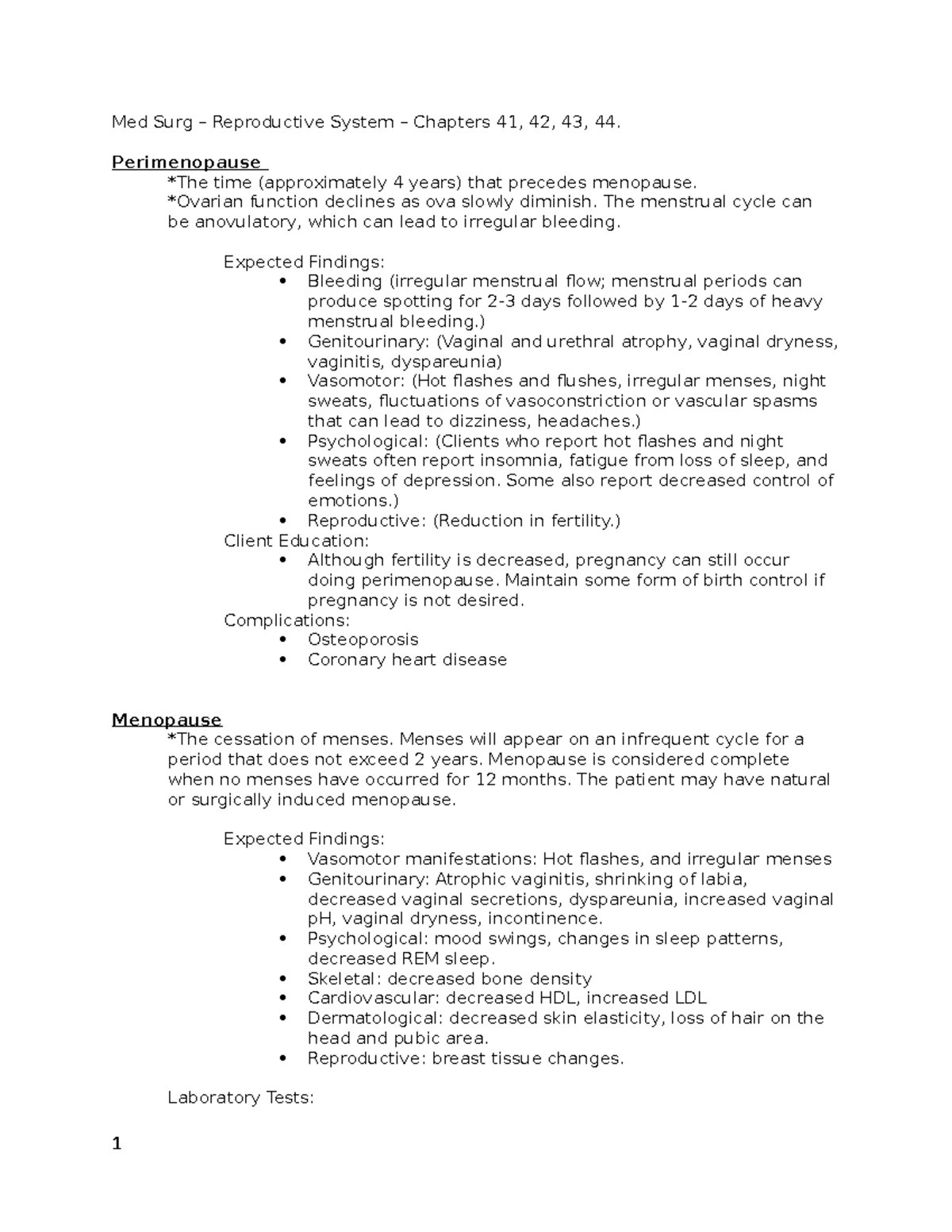 Med Surg 41-44: Comprehensive Reproductive System Notes Overview - Studocu