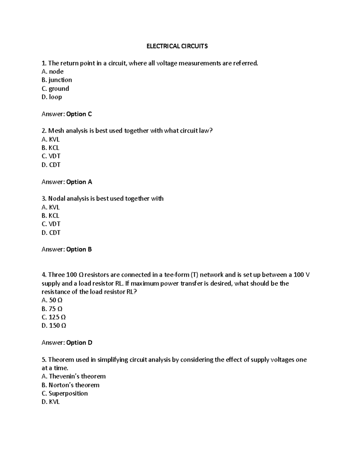 Electrical Circuits 1 - TIP - Studocu