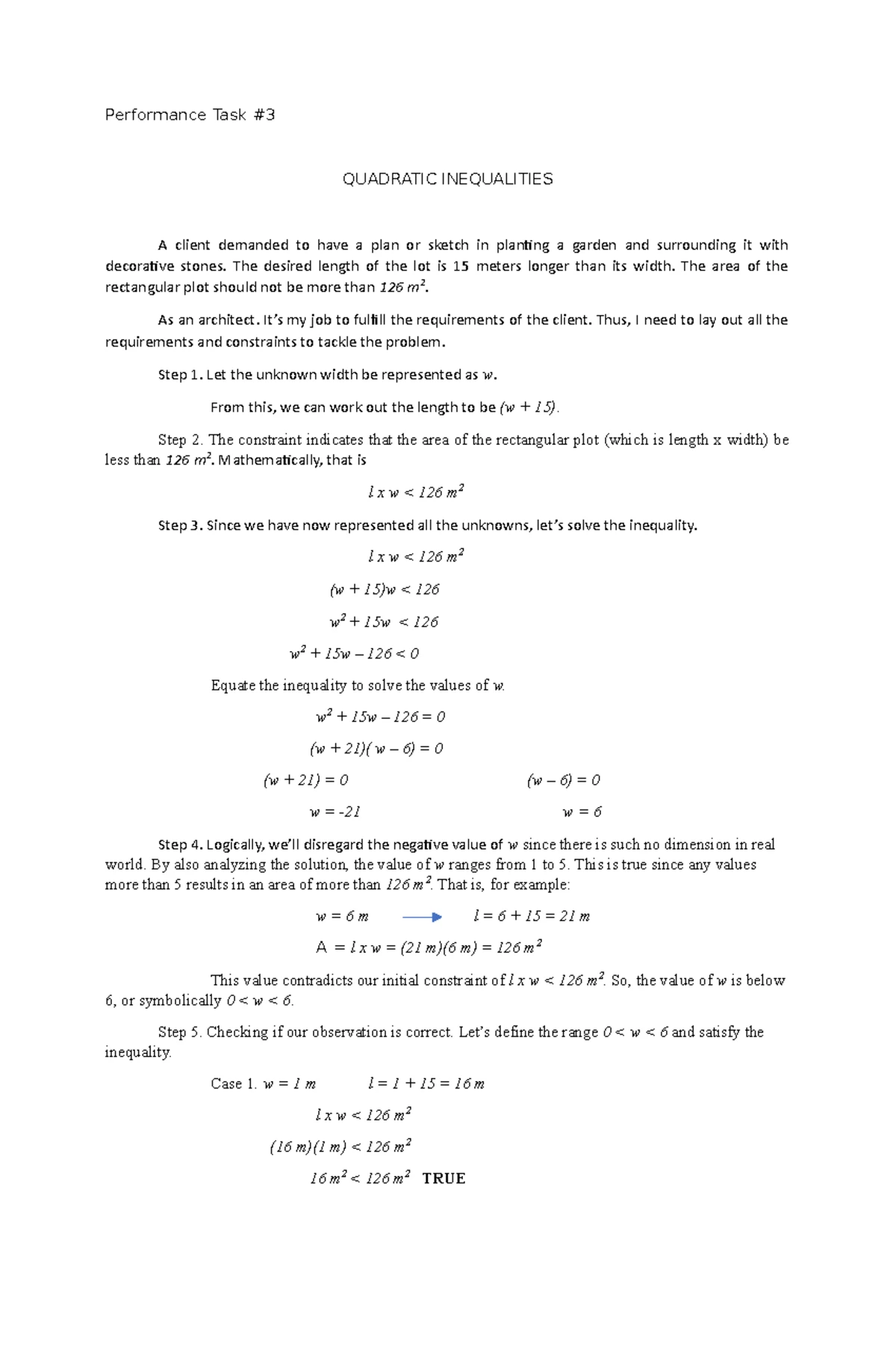 G9Q2 - Performance Task 4 - Quadratic Equations in Real World ...