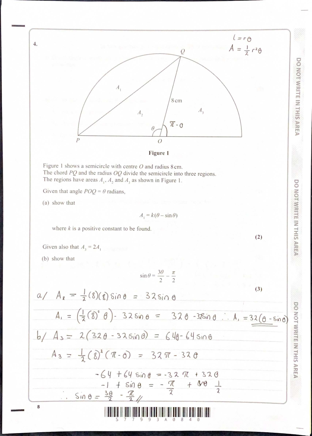 Radians/Sector Area Question (Math 4.1) - Studocu