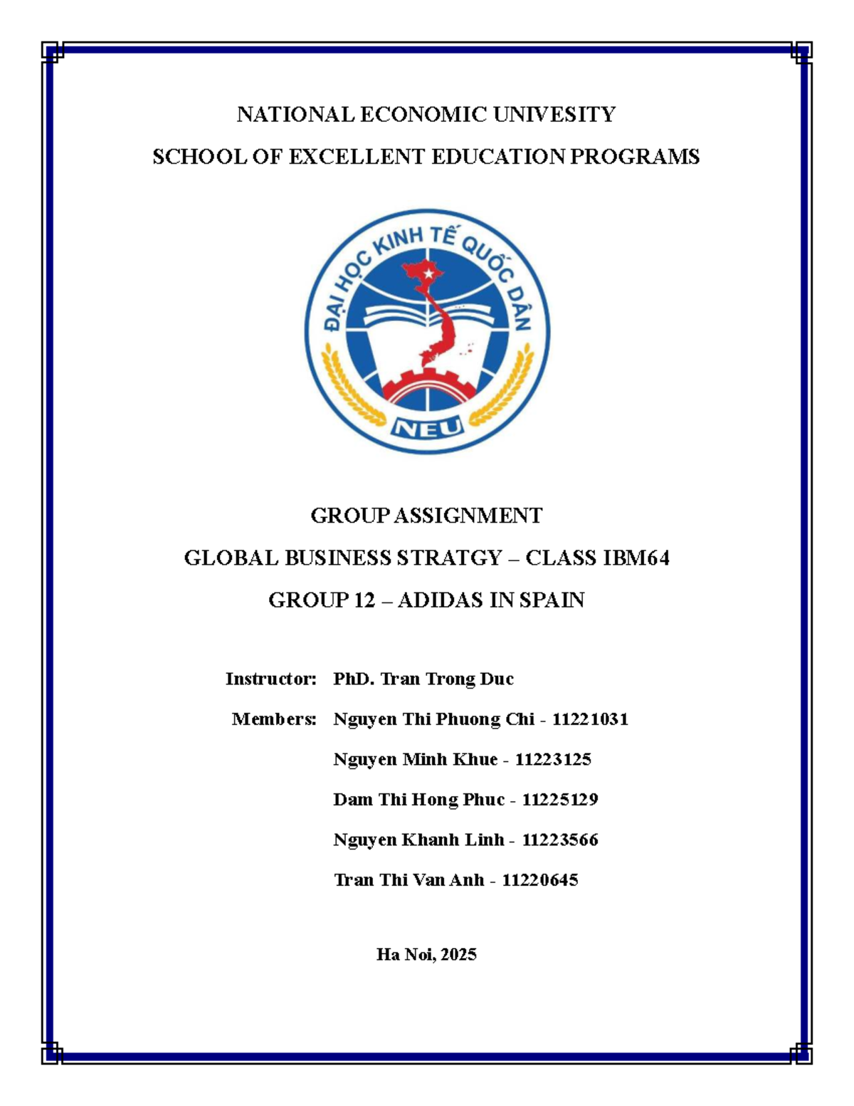 Group Assignment: Global Business Strategy (IBM64) - Adidas in Spain ...