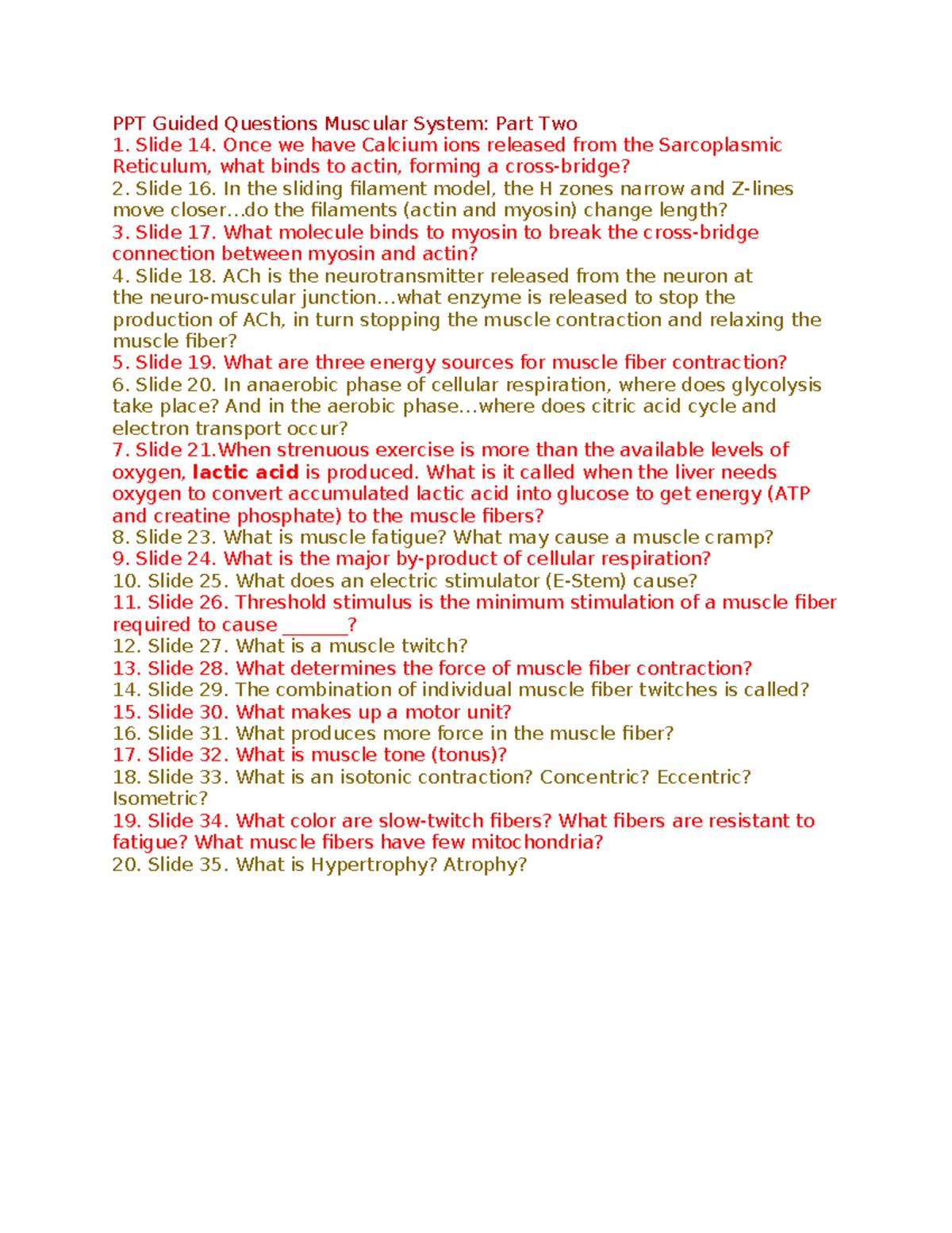 Chapter 9 Guided Questions on the Muscular System (Holes 2022) - Studocu