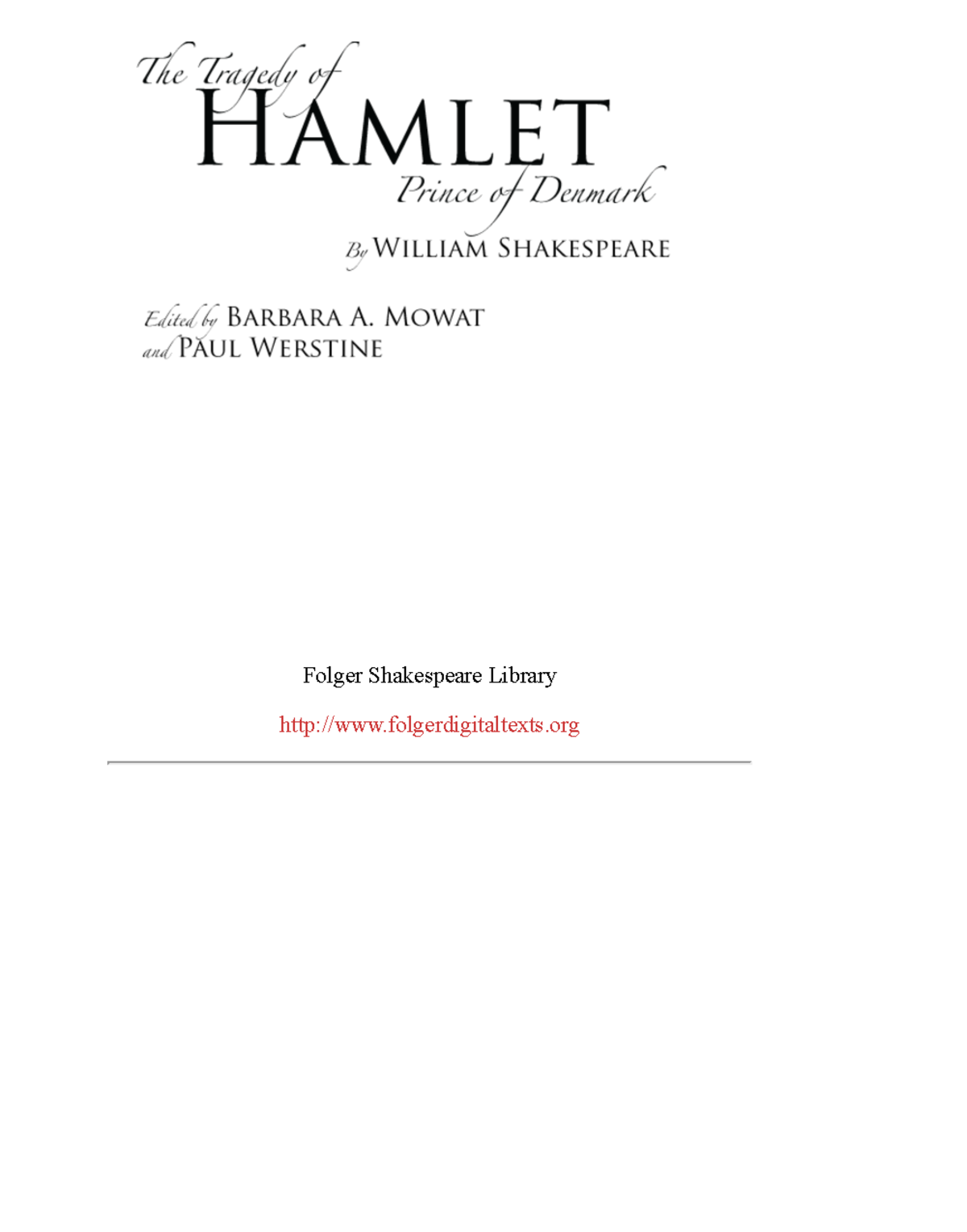 Hamlet (ENG 101): Folger Shakespeare Library Edition - Act 1 Analysis ...
