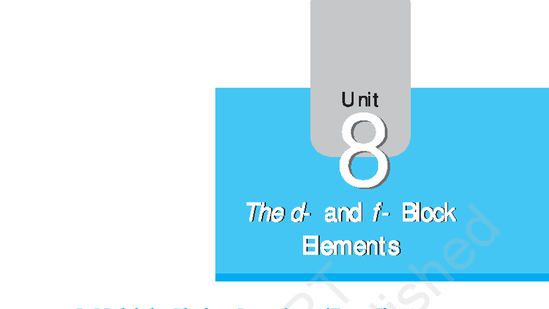 Unit 8: Transition Elements & Block Elements - MCQs and Short Answers ...