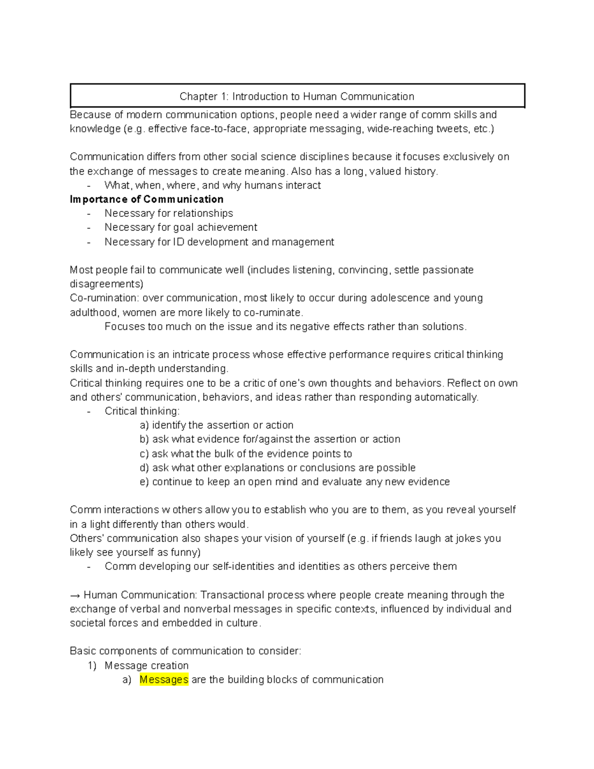 Comm Studies 101: Module 1-5 Notes on Human Communication Principles ...