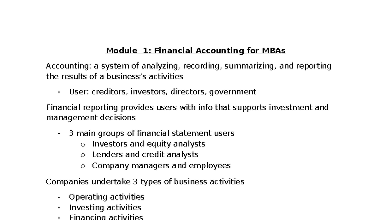Accounting 6301: Intro to Financial Accounting Concepts - Studocu