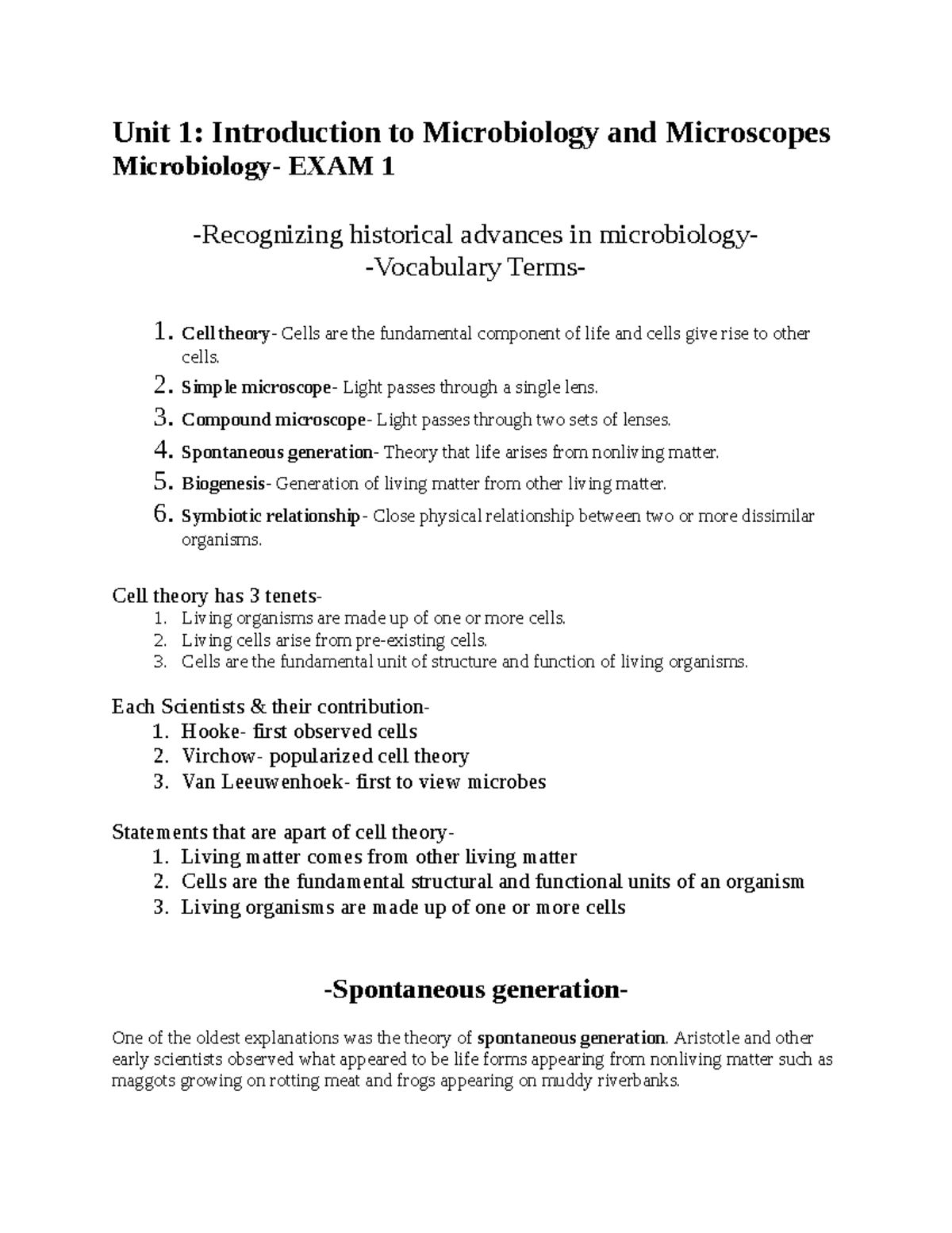 Microbiology EXAM 1: Key Concepts and Cell Structures Review - Studocu