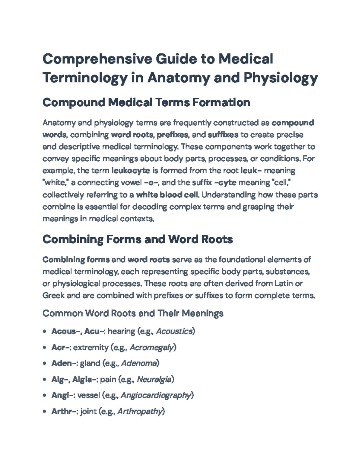 Comprehensive Guide to Medical Terminology: Anatomy & Physiology (MED ...